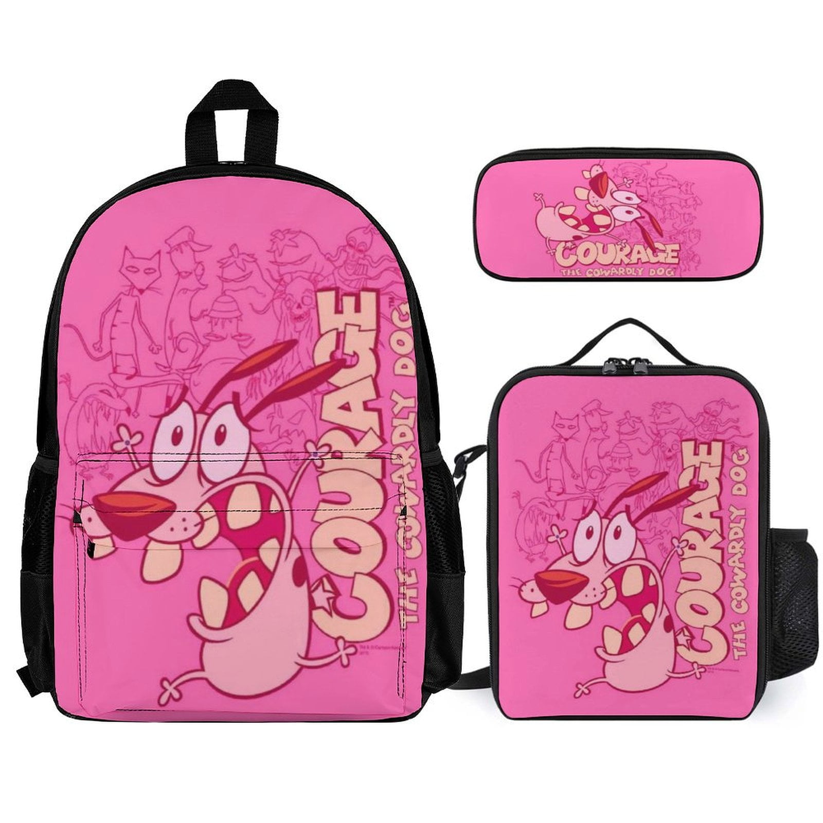 Courage The Cowardly Dog Backpack 3 Piece Set Combination, Lunch Bag ...
