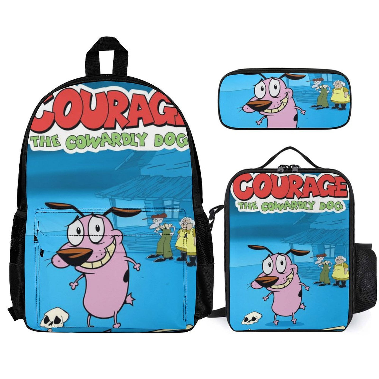 Courage The Cowardly Dog Backpack 3 Piece Set Combination, Lunch Bag ...