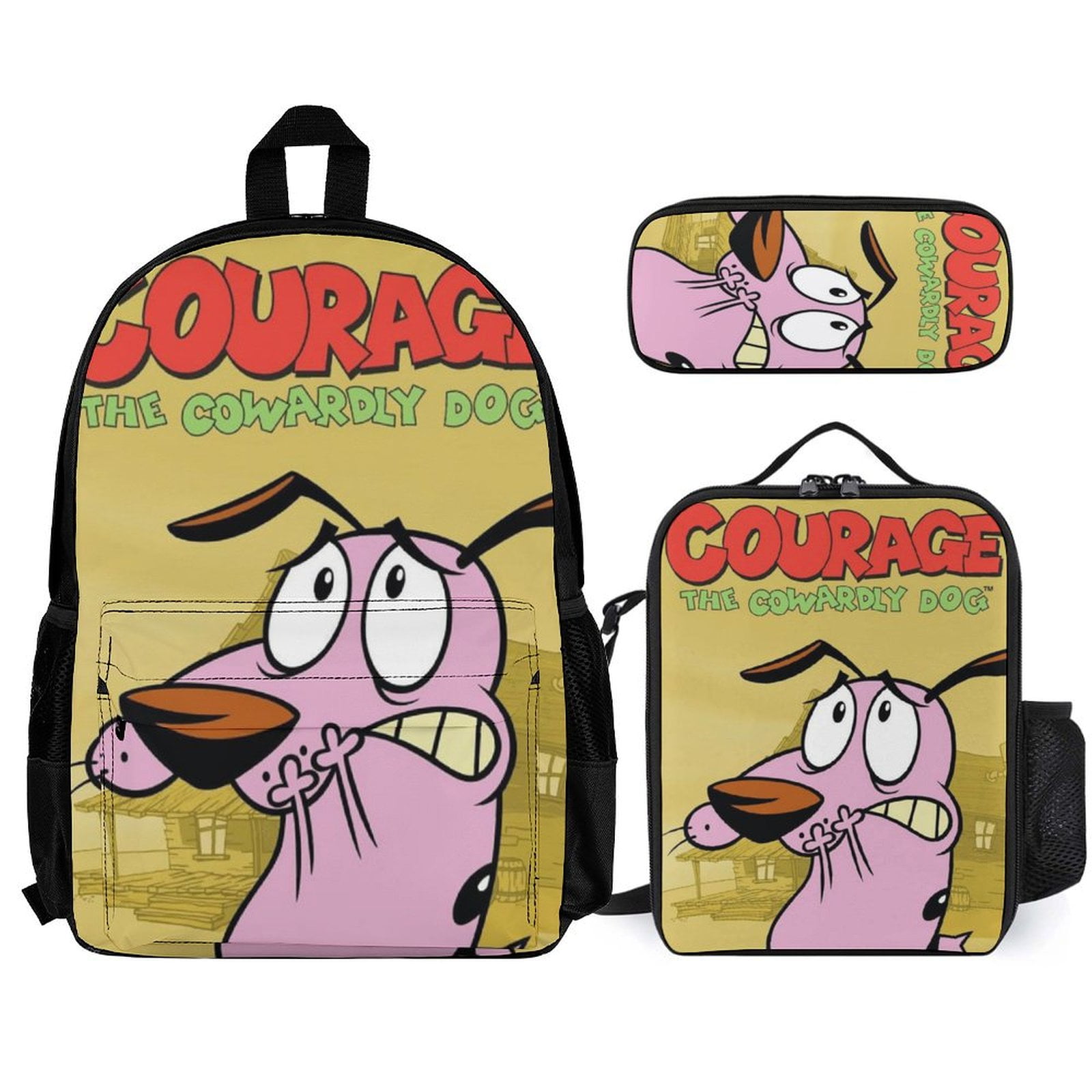 Courage The Cowardly Dog Backpack 3 Piece Set Combination, Lunch Bag ...