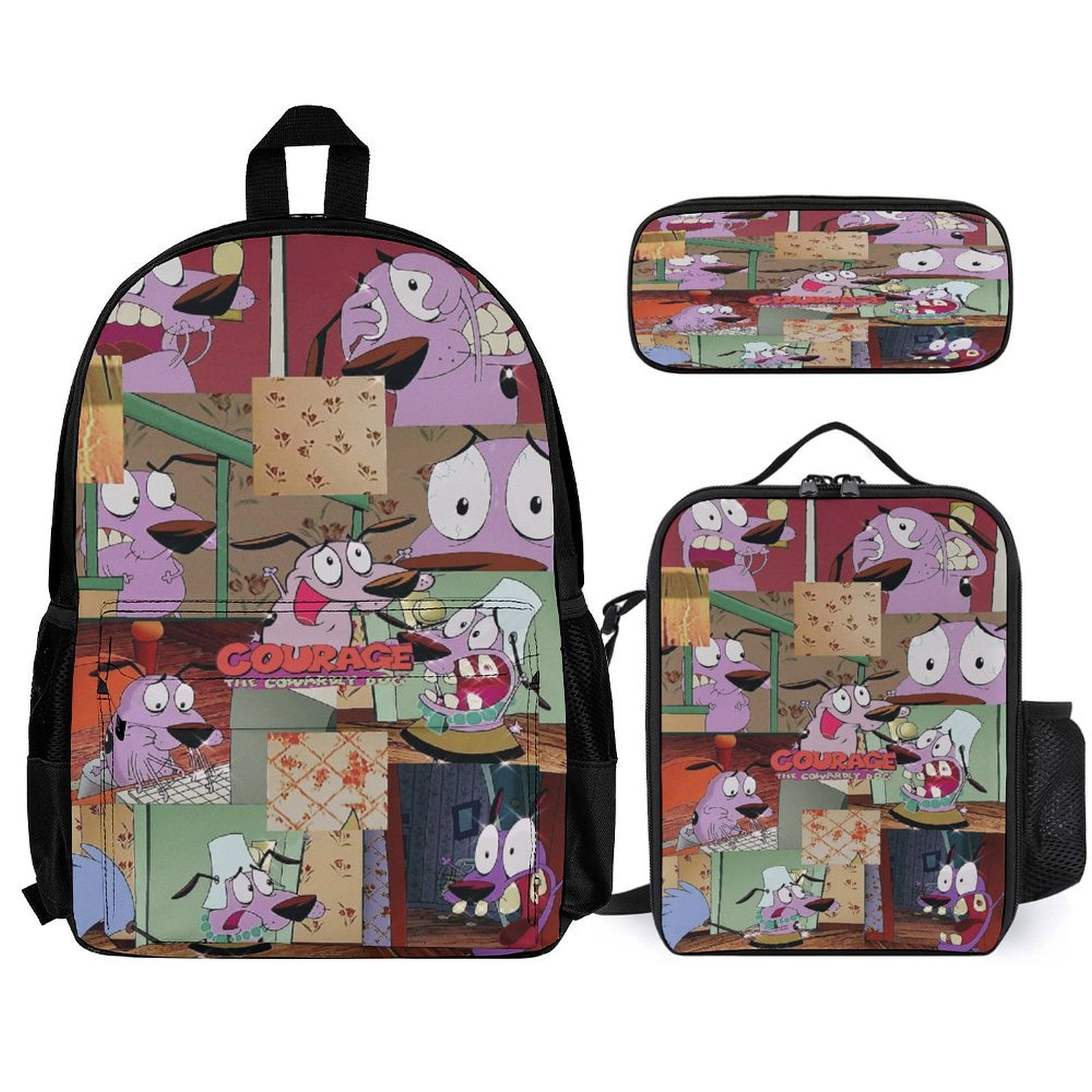Courage Cowardly Dog Backpac Set 3PCS Backpac with Front Pocket Backpac ...