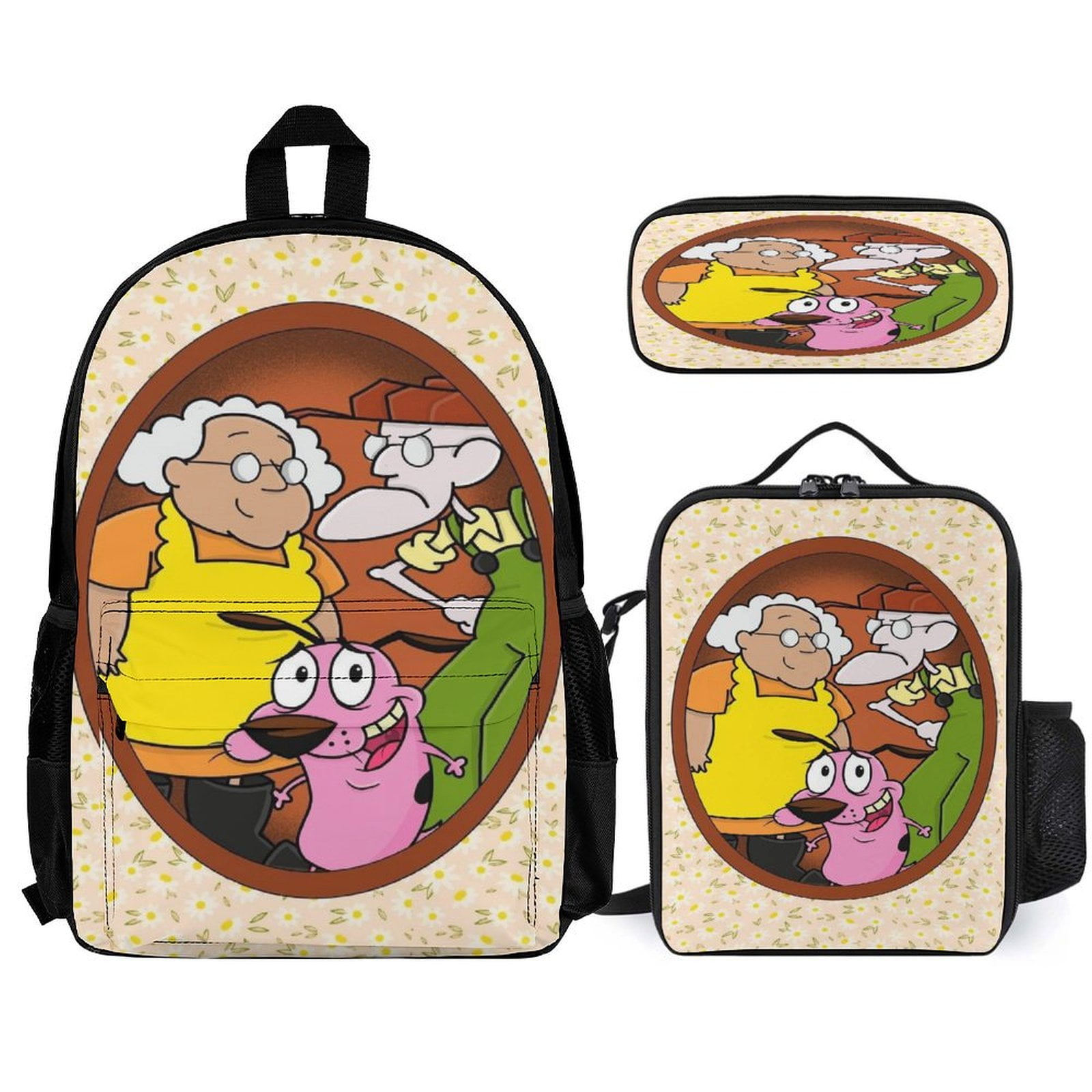 Courage Cowardly Dog Backpac Set 3PCS Backpac with Front Pocket Backpac ...