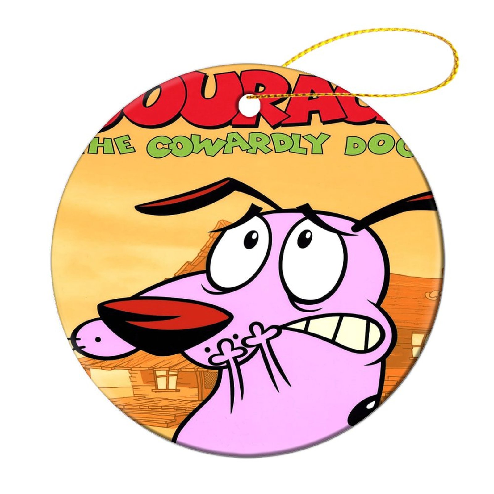 Courage The Cowardly Dog Christmas Ornament - Christmas Round Ceramic ...