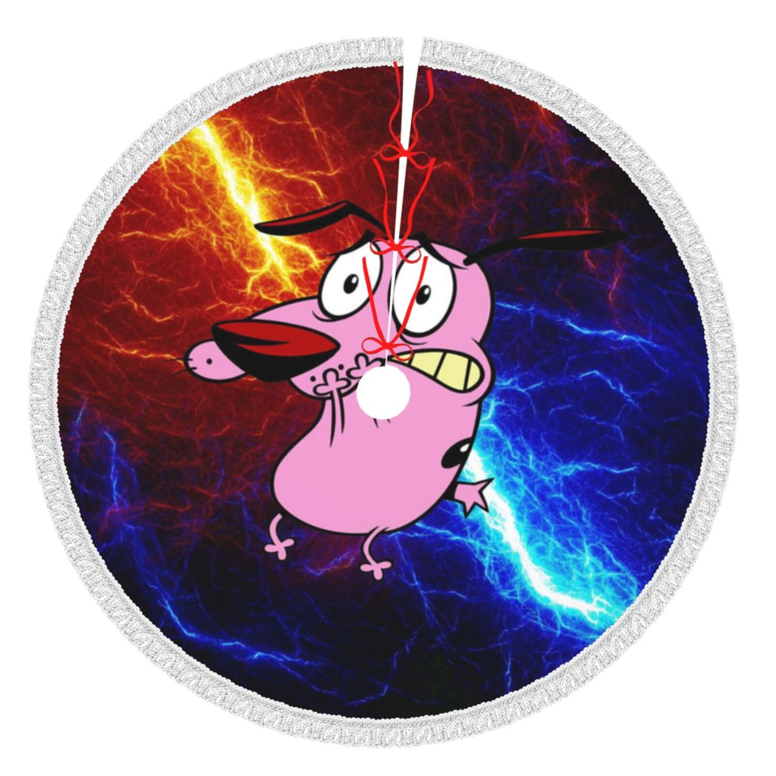 Courage The Cowardly Dog Christmas Tree Skirt with Tassel Xmas Tree ...