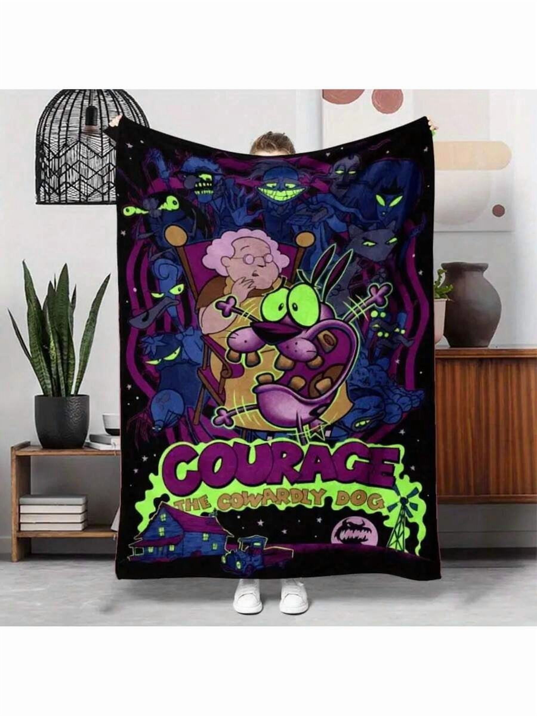 Courage The Cowardly Dog Flannel Throw Blanket - Lightweight Purple ...