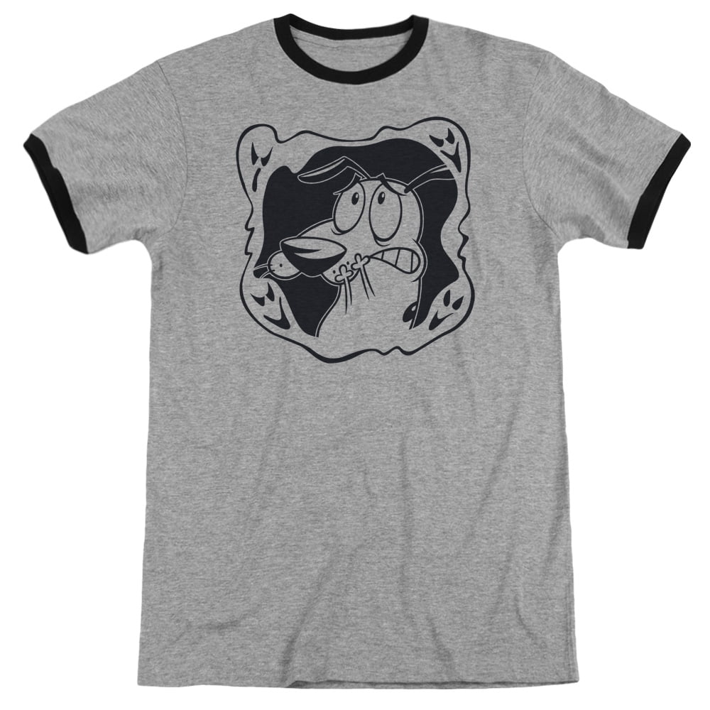 Courage The Cowardly Dog Ghost Frame Adult Ringer Heather/Black ...