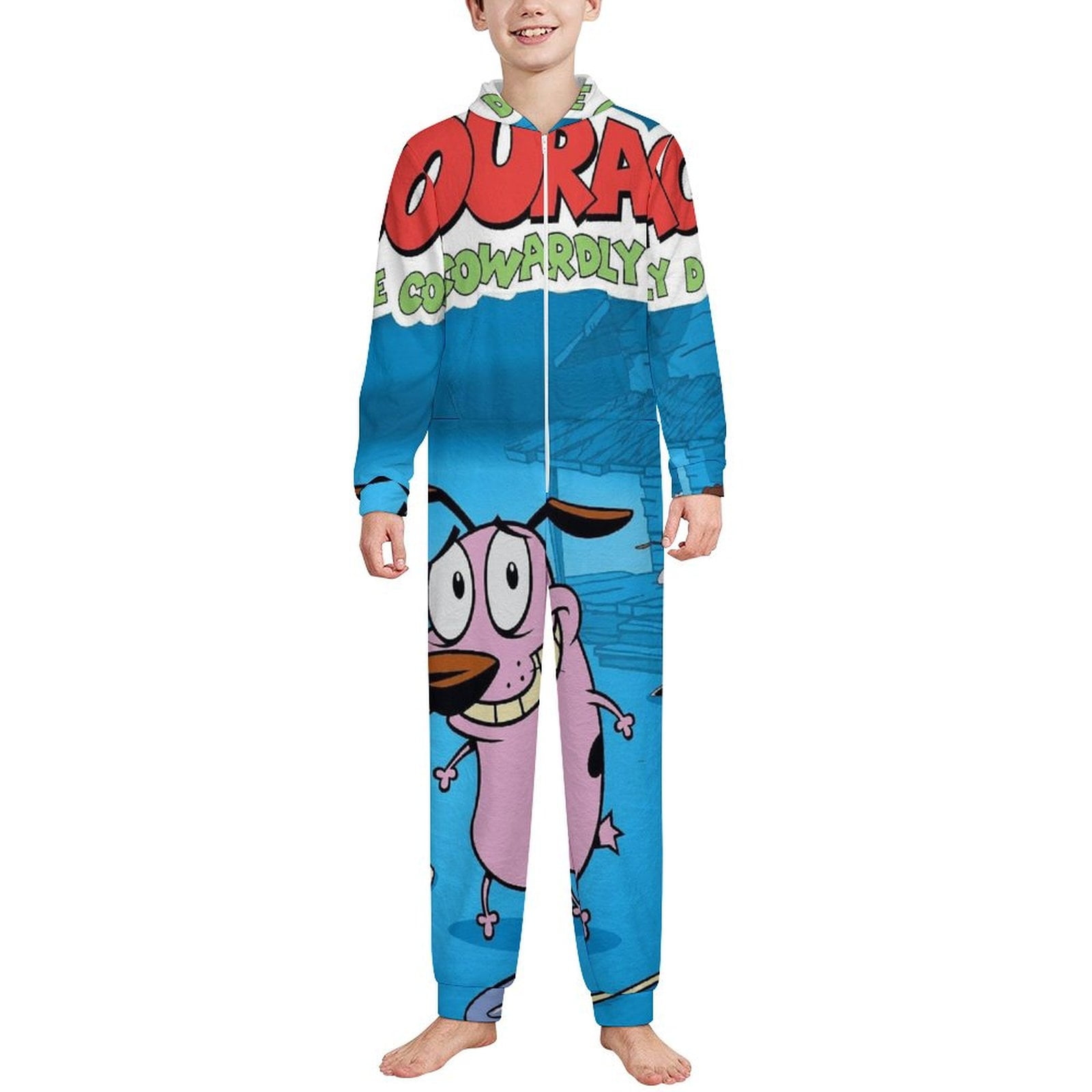 Courage The Cowardly Dog Kids Pajamas One Piece Hooded Union Suit ...