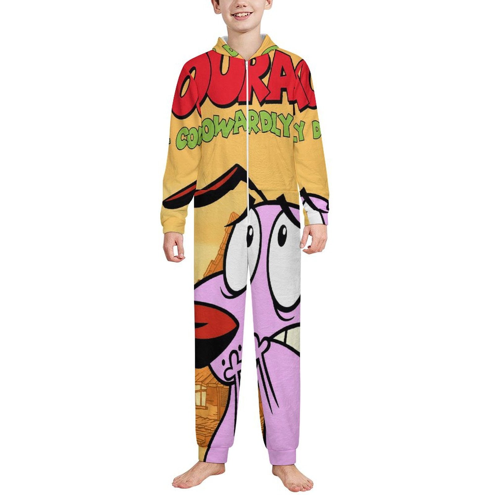 Courage The Cowardly Dog Kids Pajamas One Piece Hooded Union Suit ...