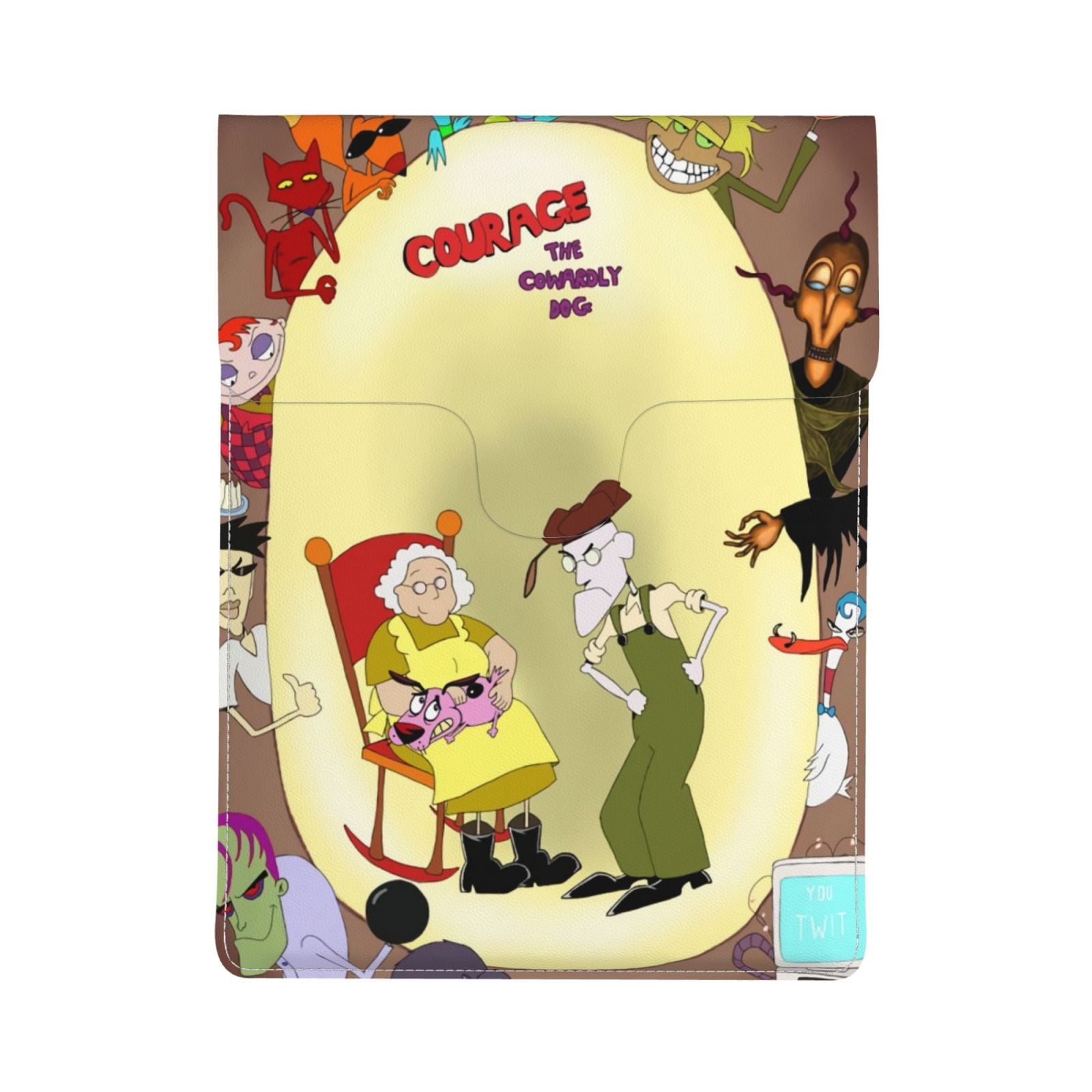 Courage The Cowardly Dog Leather Laptop Sleeve Computer Case Notebook ...