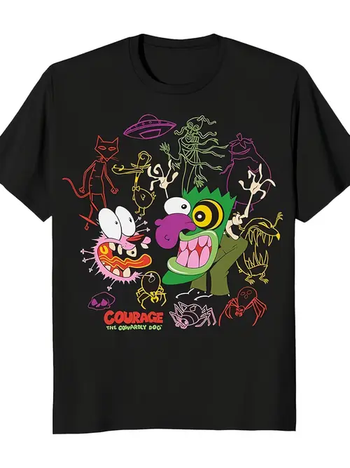 Courage The Cowardly Dog Monsters Graphics Men'S Short Sleeve T-Shirt ...