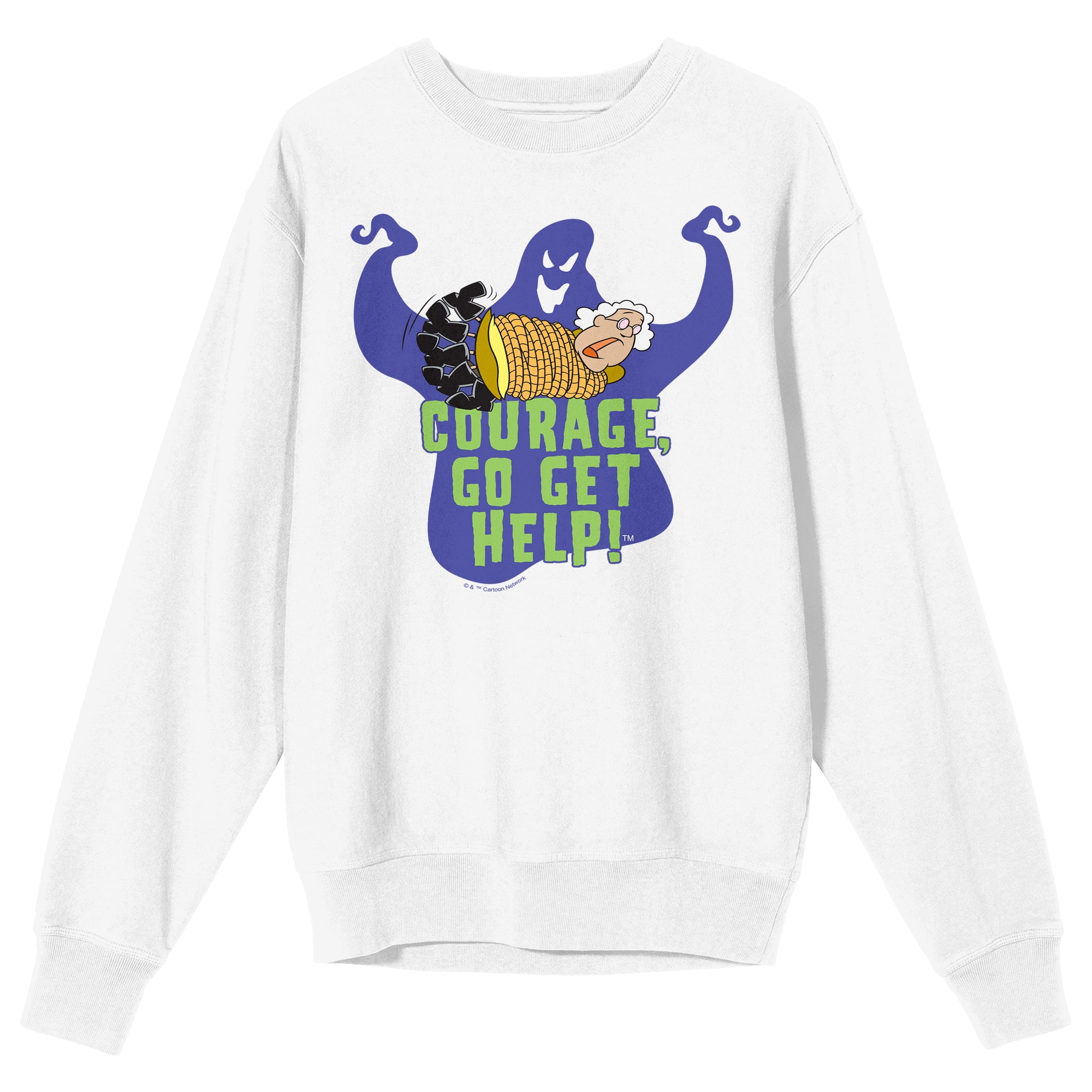 Courage The Cowardly Dog Muriel & Ghost Crew Neck Long Sleeve White ...