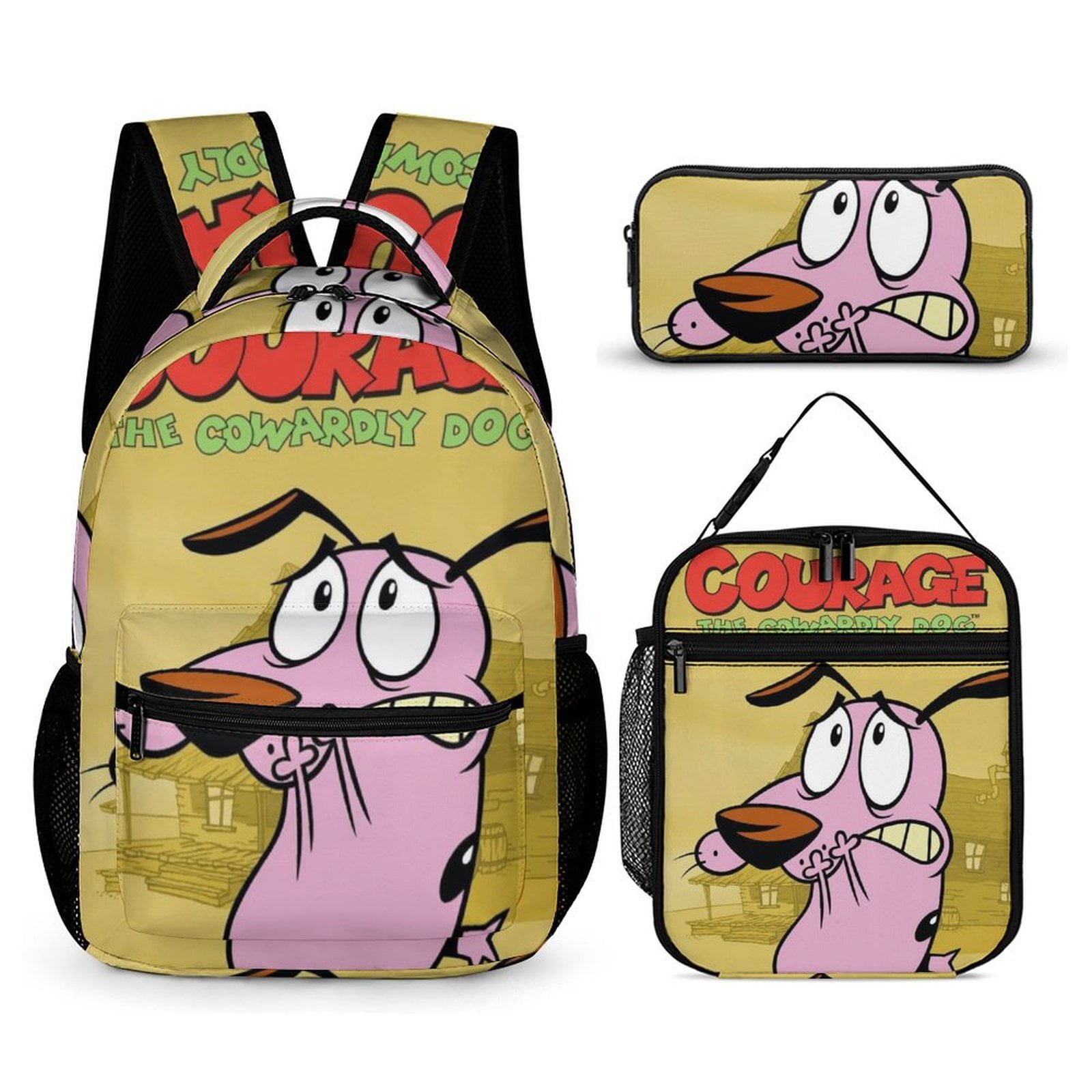 Courage The Cowardly Dog Schoolbag 3 Piece Set with Lunch Tote & Pencil ...