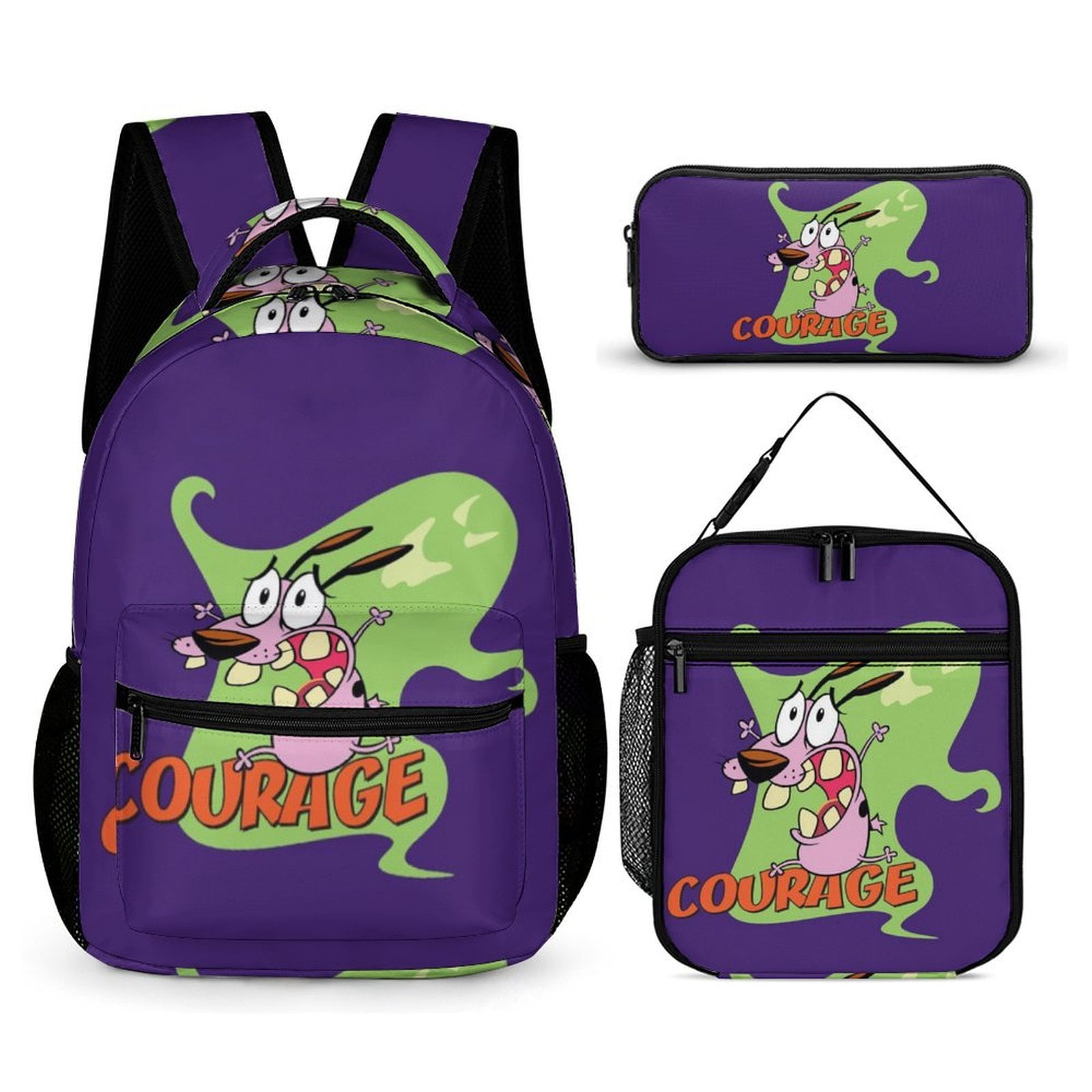 Courage The Cowardly Dog Schoolbag 3 Piece Set with Lunch Tote & Pencil ...