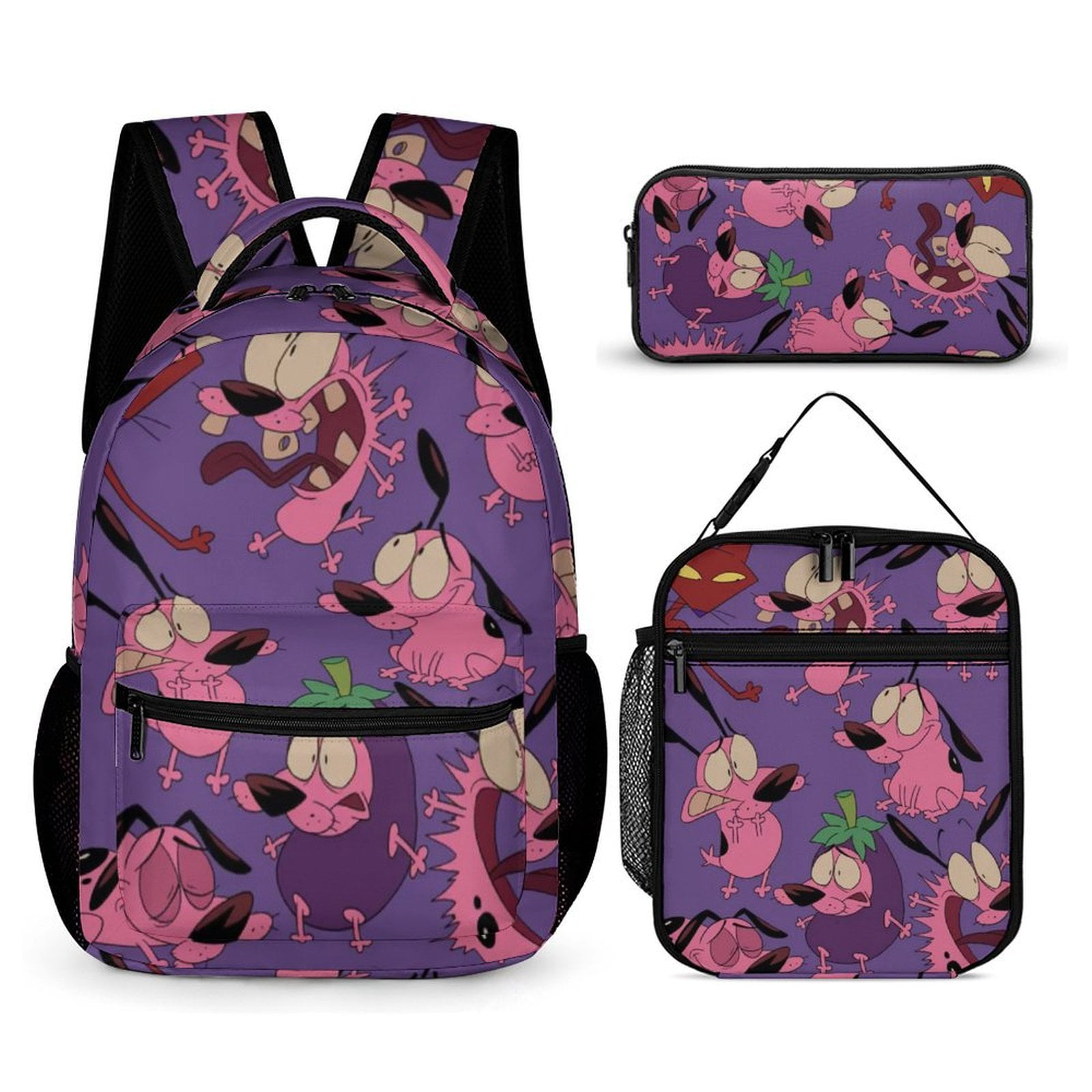 Courage The Cowardly Dog Schoolbag 3 Piece Set with Lunch Tote & Pencil ...