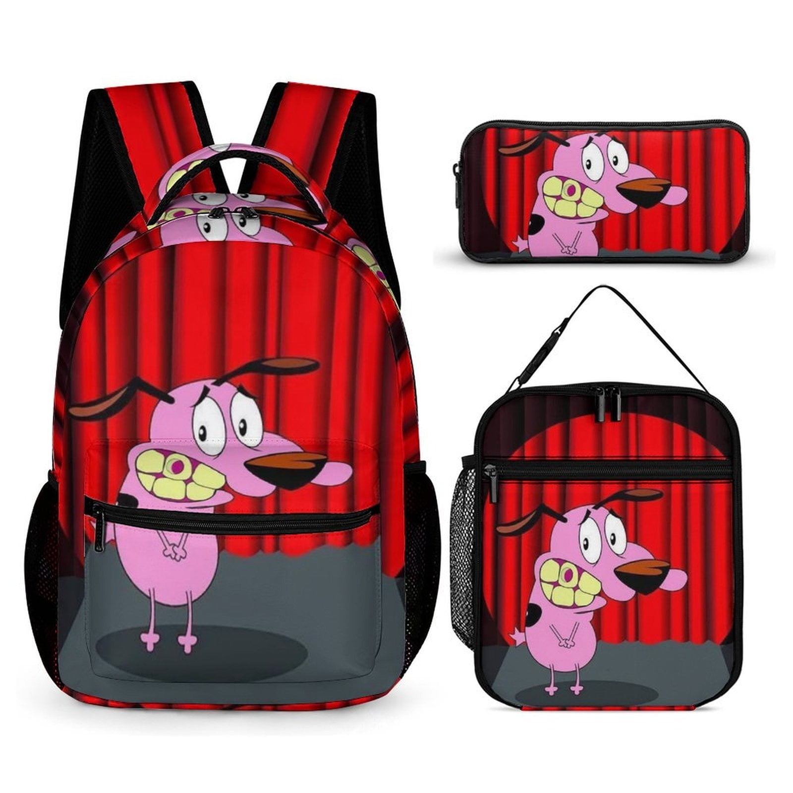 Courage The Cowardly Dog Schoolbag 3 Piece Set with Lunch Tote & Pencil ...