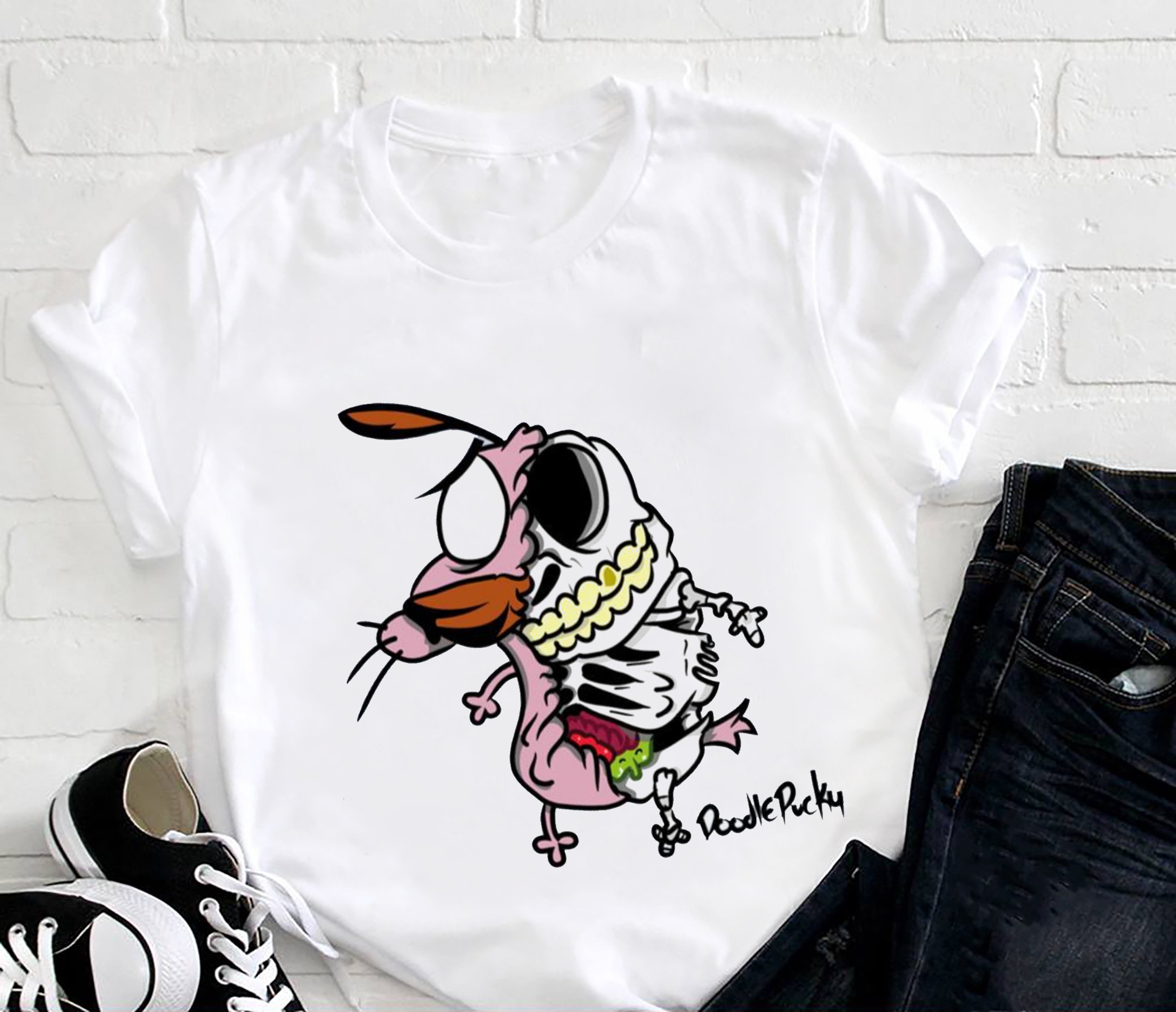 Courage The Cowardly Dog Skeleton T-Shirt, Courage The Cowardly Dog ...