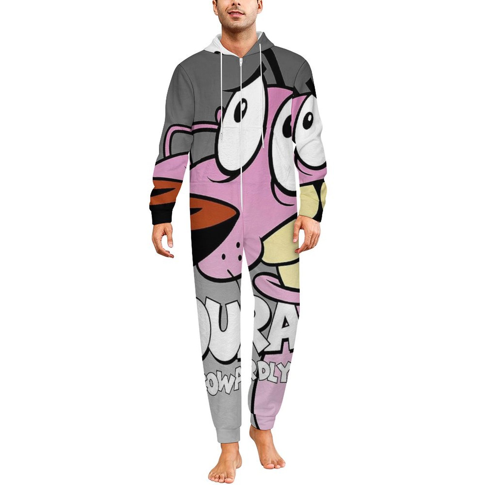 Courage The Cowardly Dog Unisex Onesie Pajamas Zipper Jumpsuit Hooded ...
