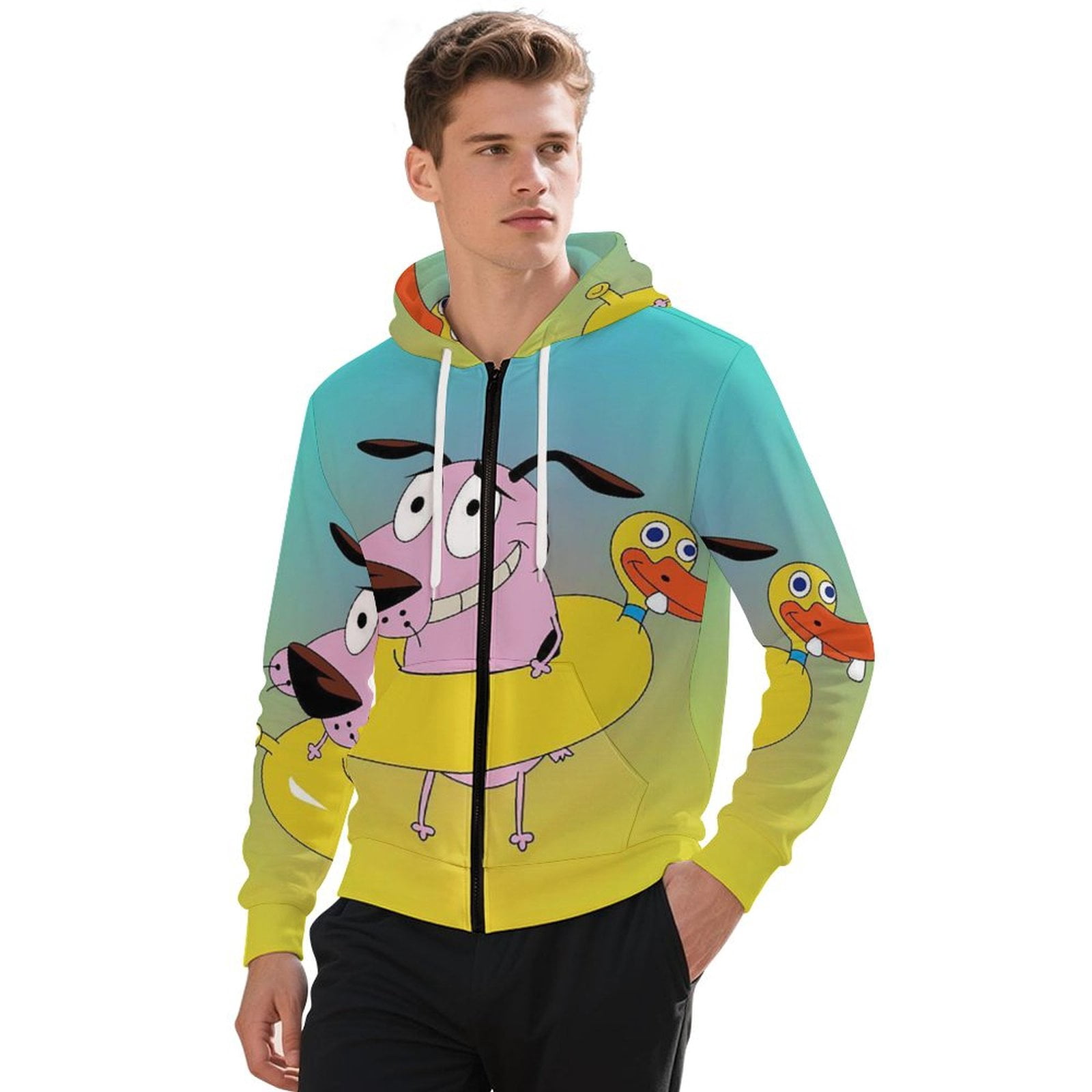 Courage The Cowardly Dog Zip Up Hoodie 3D Print Pullover Hooded Long ...