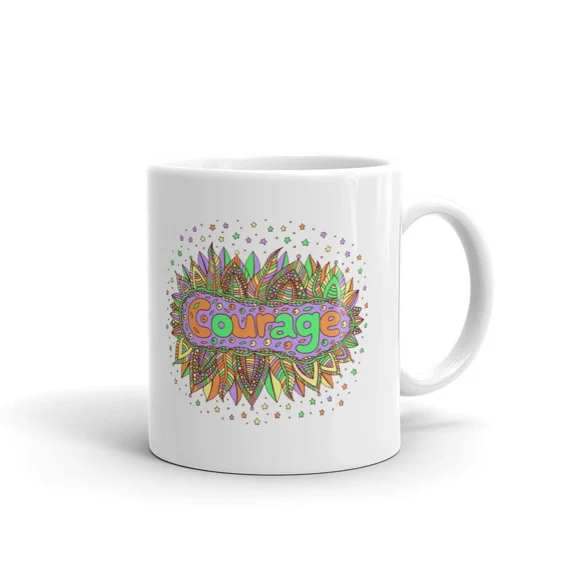 Courage Word Inspirational Coffee Tea Ceramic Mug Office Work Cup Gift ...
