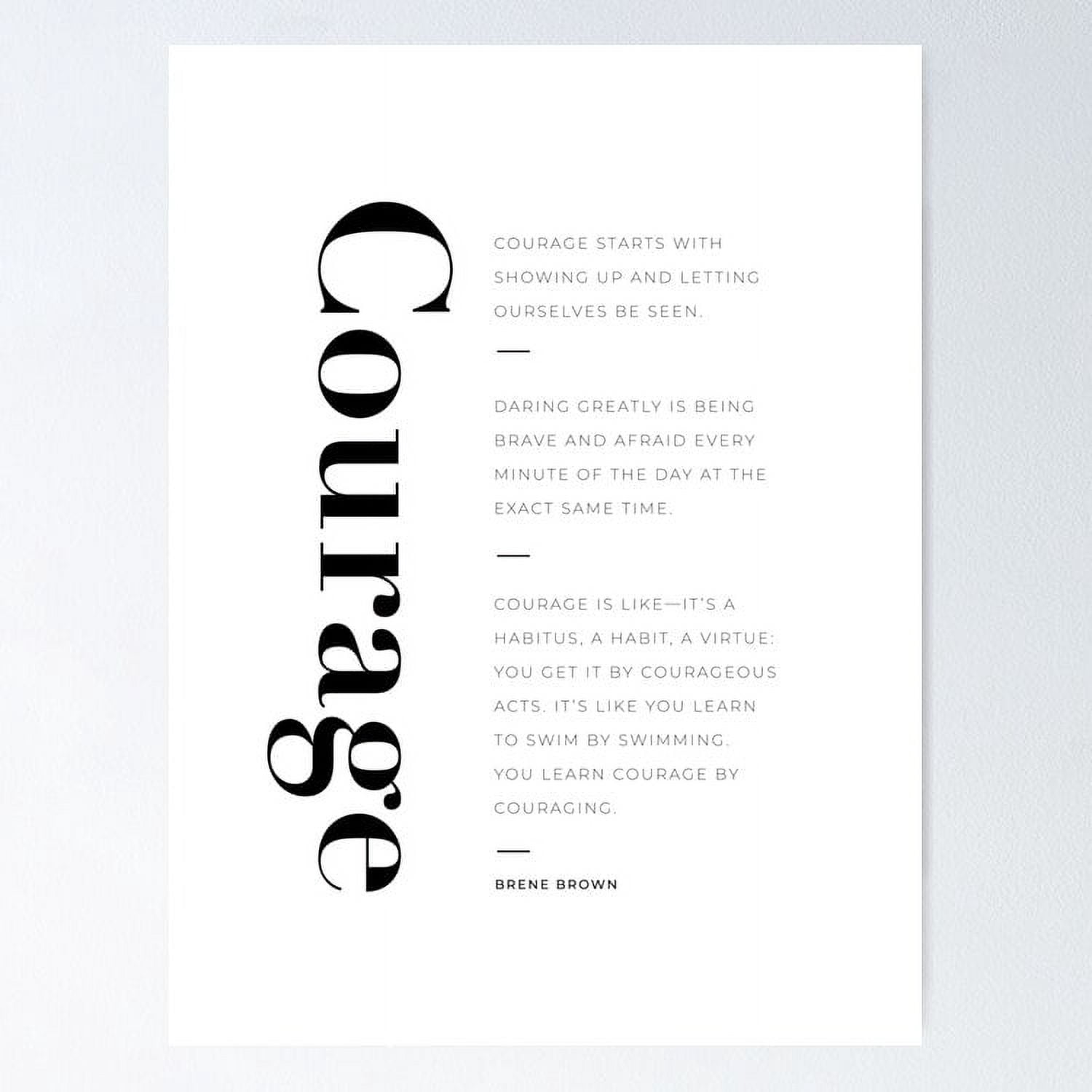 Courage quotes by Brene Brown collection UNFRAMED Poster, 18x24 ...