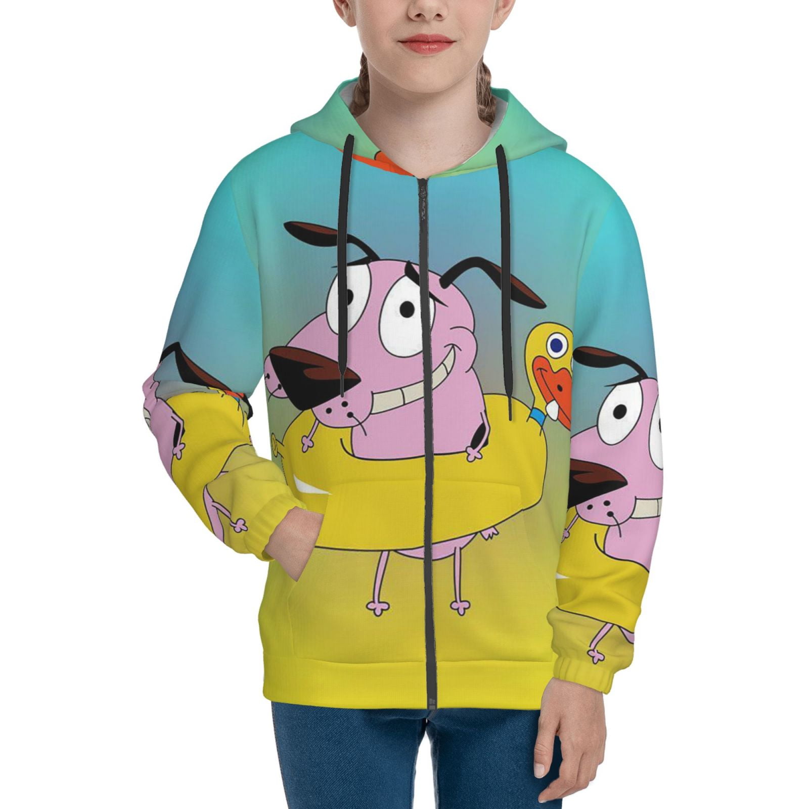 Courage the Cowardly Dog Boys Girls Zip Up Hoodies Sweatshirts 3D ...