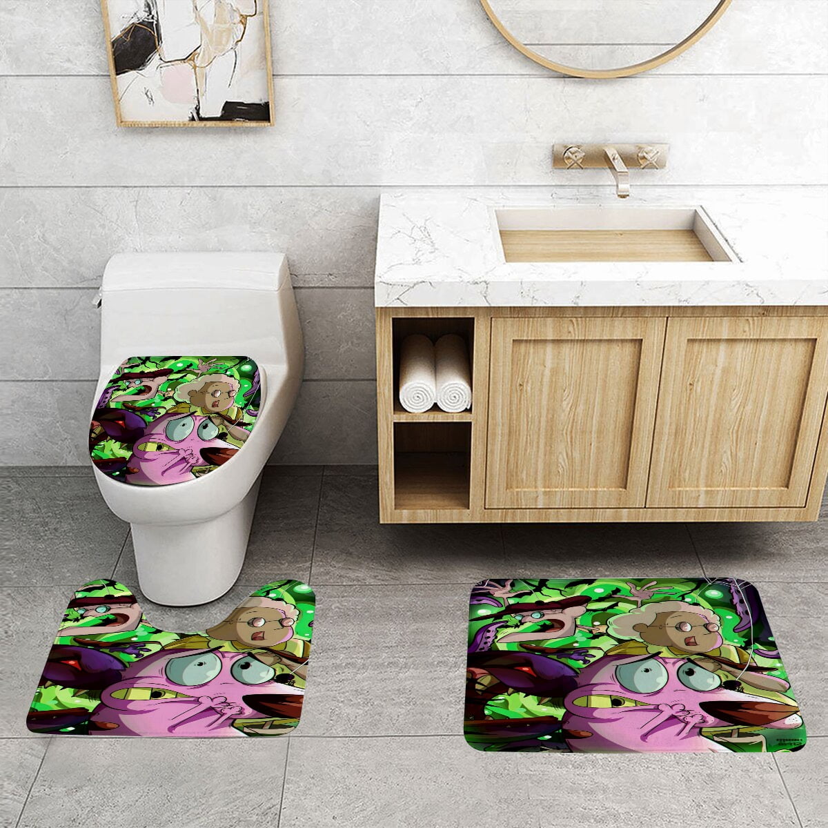 Courage the Cowardly Dog floor mat and toilet set is durable, machine ...