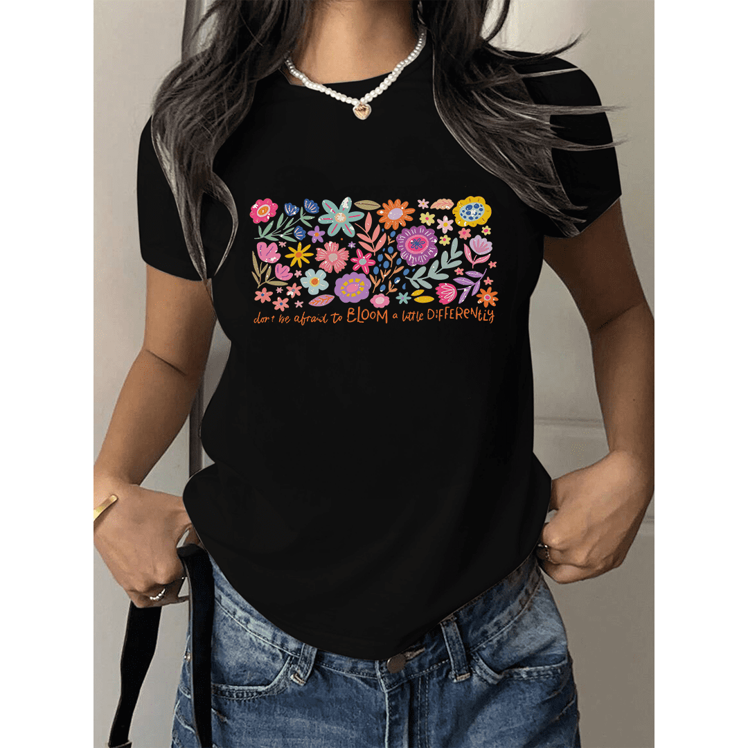 Courageous Bloom Differently Affirmation Print Tshirts Unique Growth ...