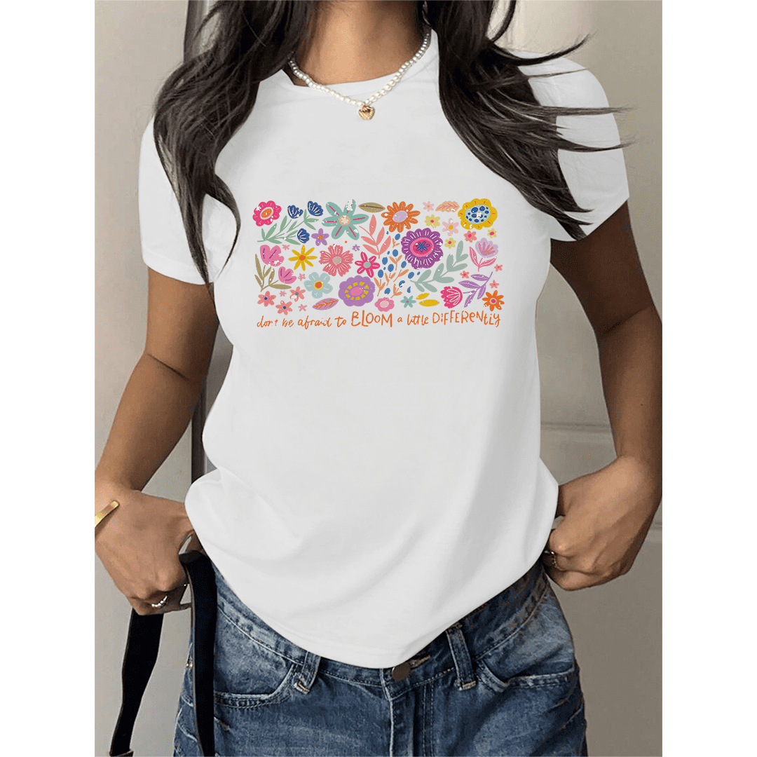 Courageous Bloom Differently Affirmation Print Tshirts Unique Growth ...