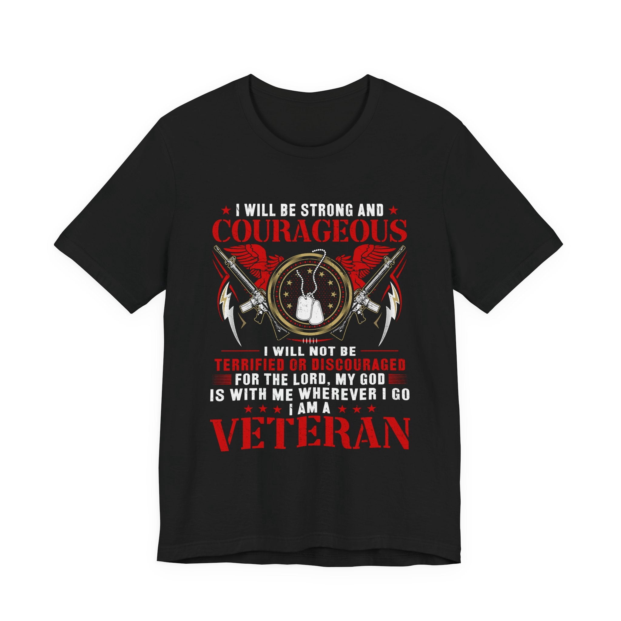 Courageous Veteran Prayer Tee Military Dog Tags Unisex Cotton T-Shirt ...