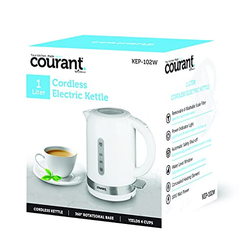 Courant Cordless Electric Kettle 1 Liter, 1000W 360 Rotational with LED ...