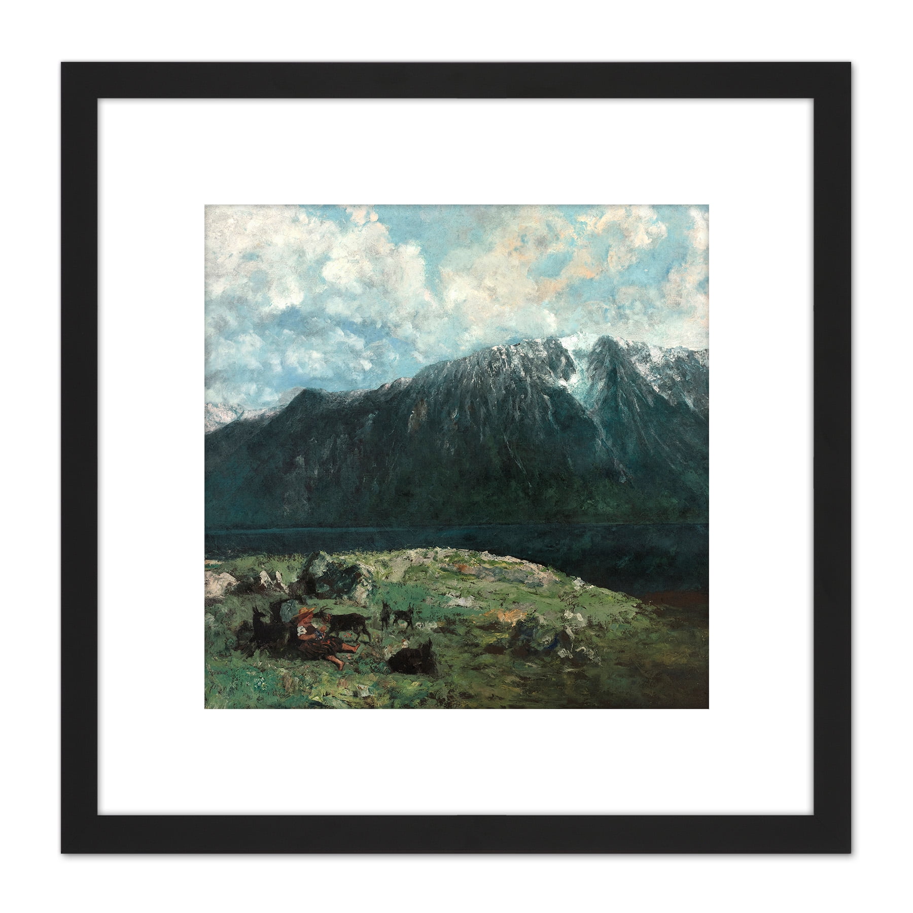 Courbet View Of Alps Les Dents Du Midi 8X8 Inch Square Wooden Framed ...