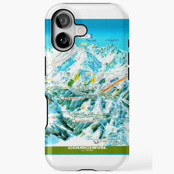 Courchevel Ski Area Map Retro Alpine Layout Art iPhone Case 17 to 11 ...
