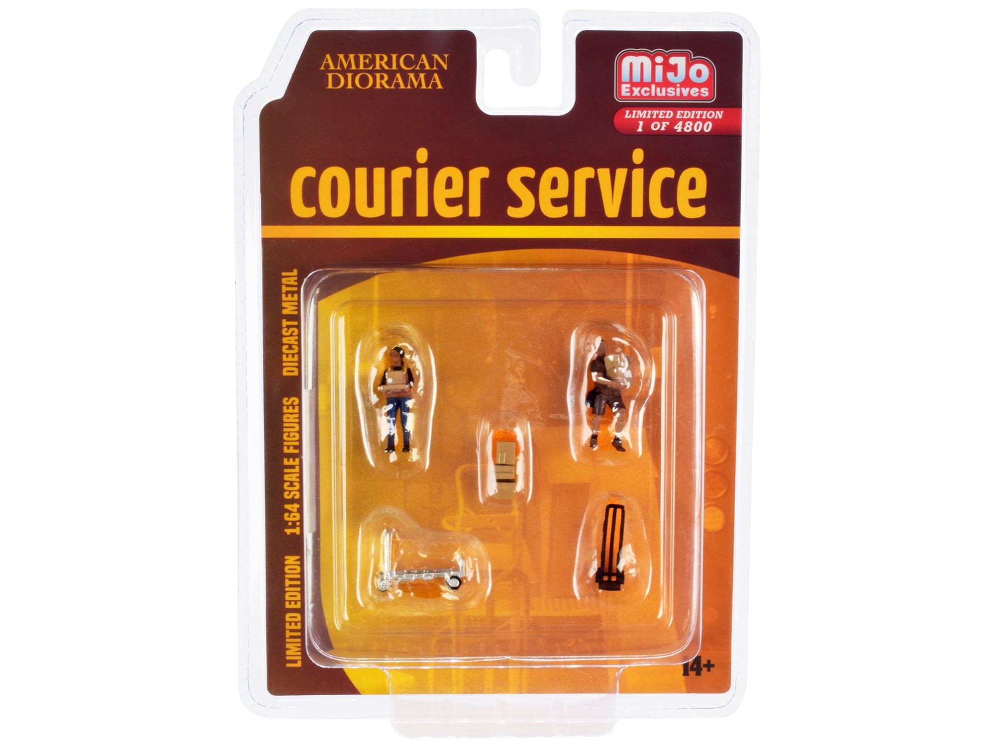 "Courier Service" 5 Piece Diecast Figures Set (2 Worker Figures and 3 ...