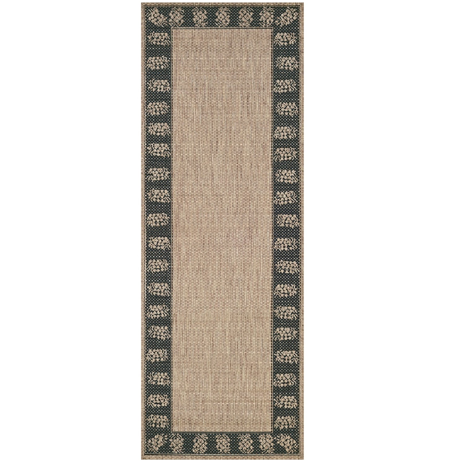 Couristan 2' x 11.75' Beige and Black Bordered Rectangular Throw Rug ...