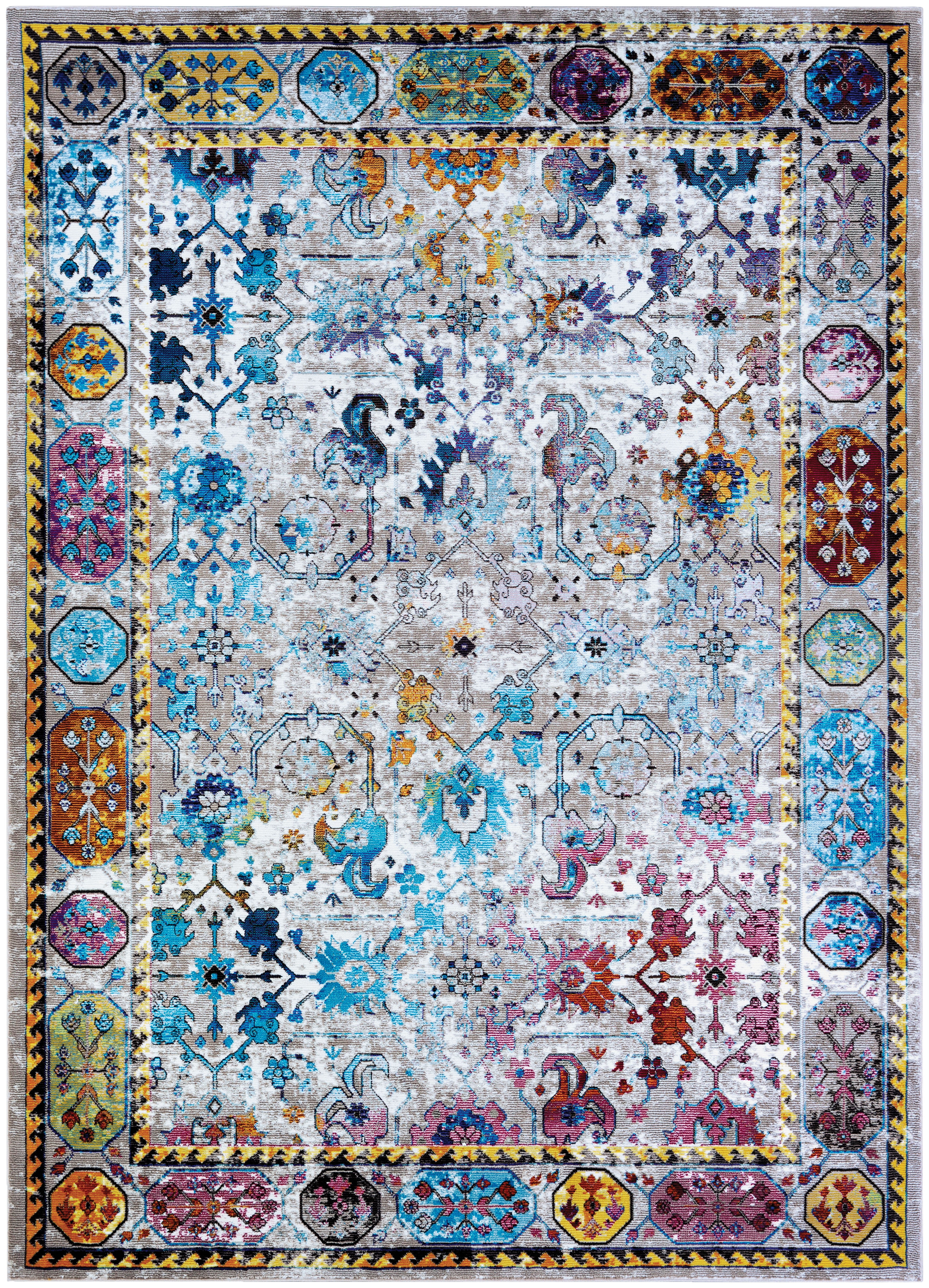 Couristan Gypsy Retro Damsel Ivory-Mushroom-Multi Runner Rug - Walmart.com