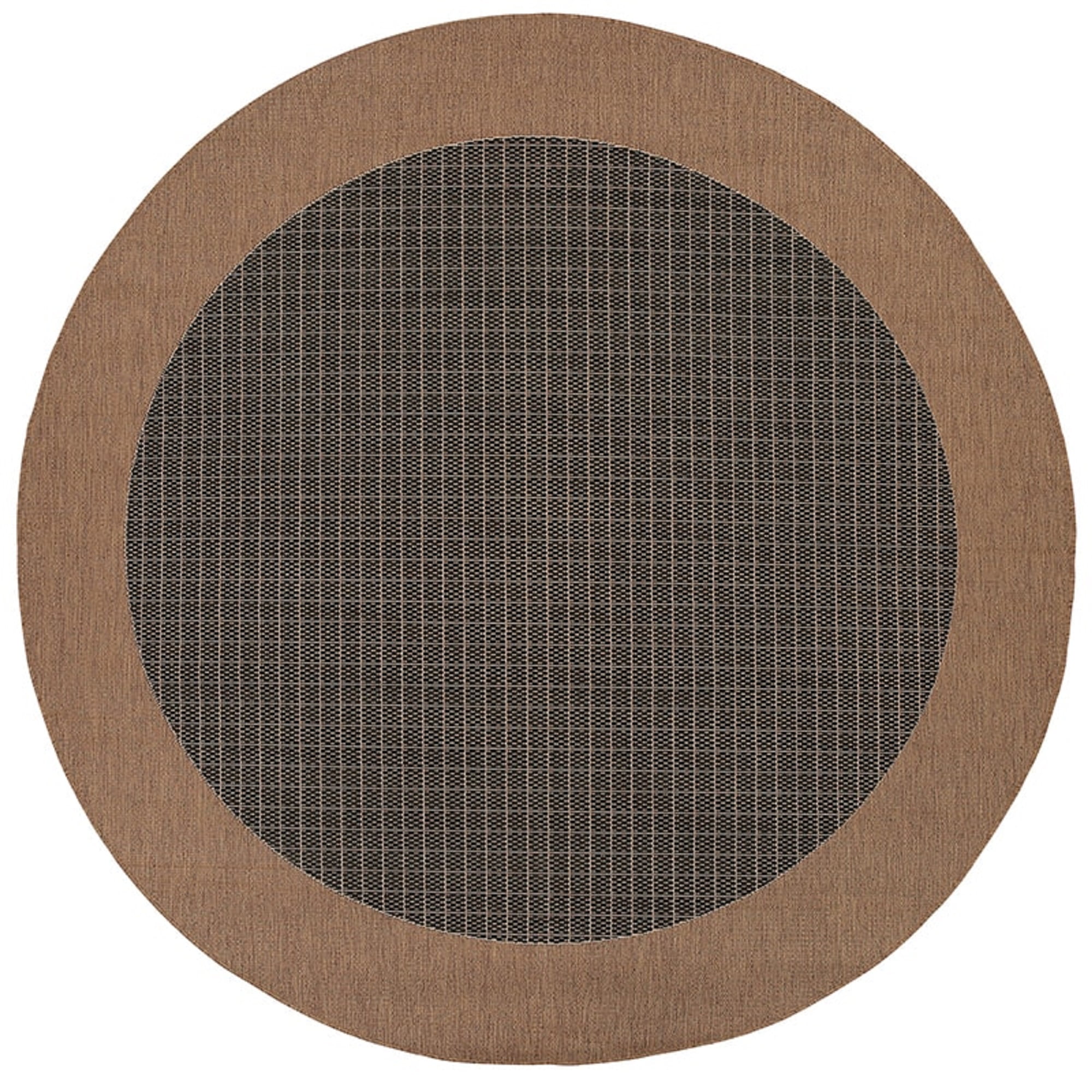 Couristan 8.5' Checkered Round Area Throw Rug - Brown and Black ...