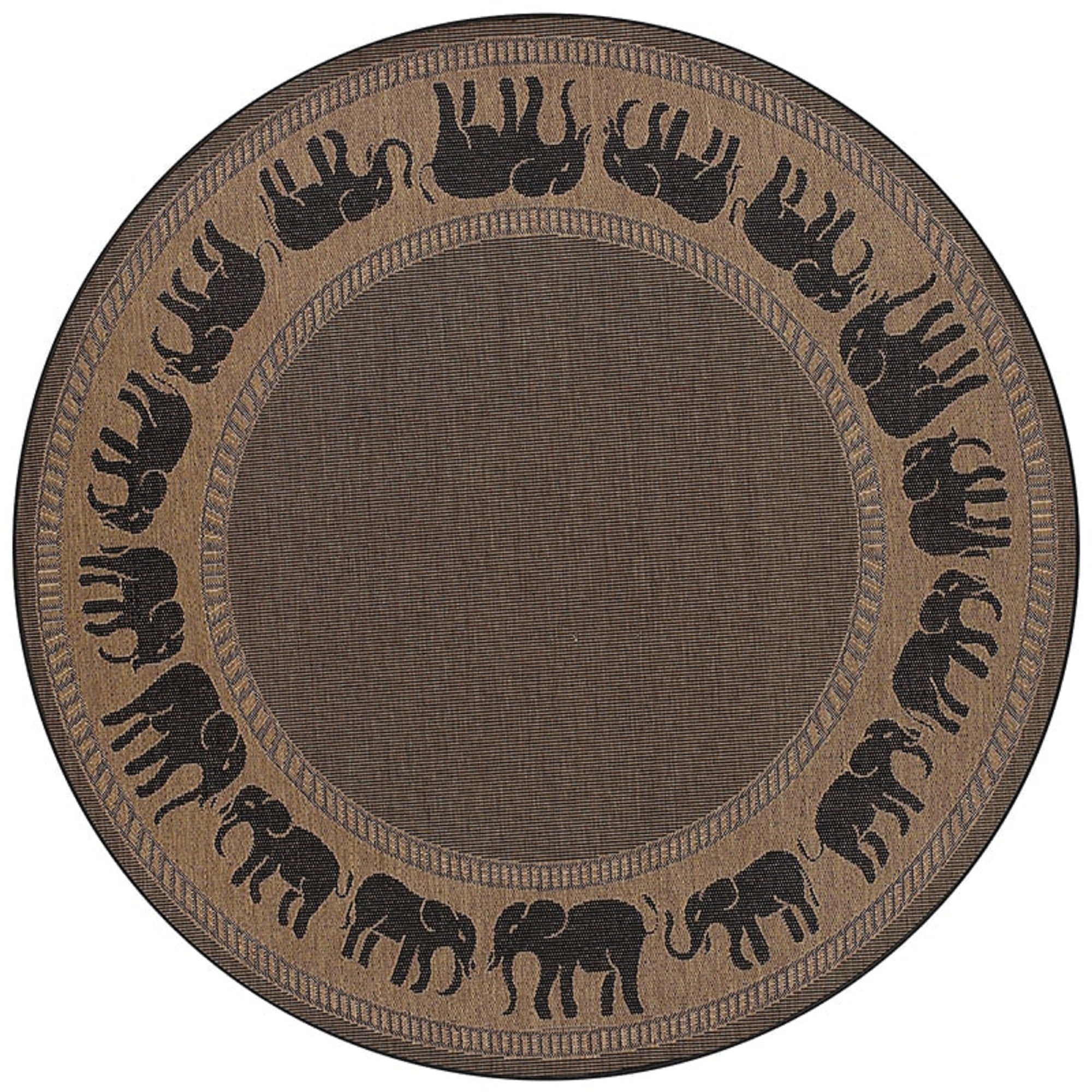 Couristan Recife Elephant Area Rug, 8'6" Round, Cocoa-Black - Walmart.com