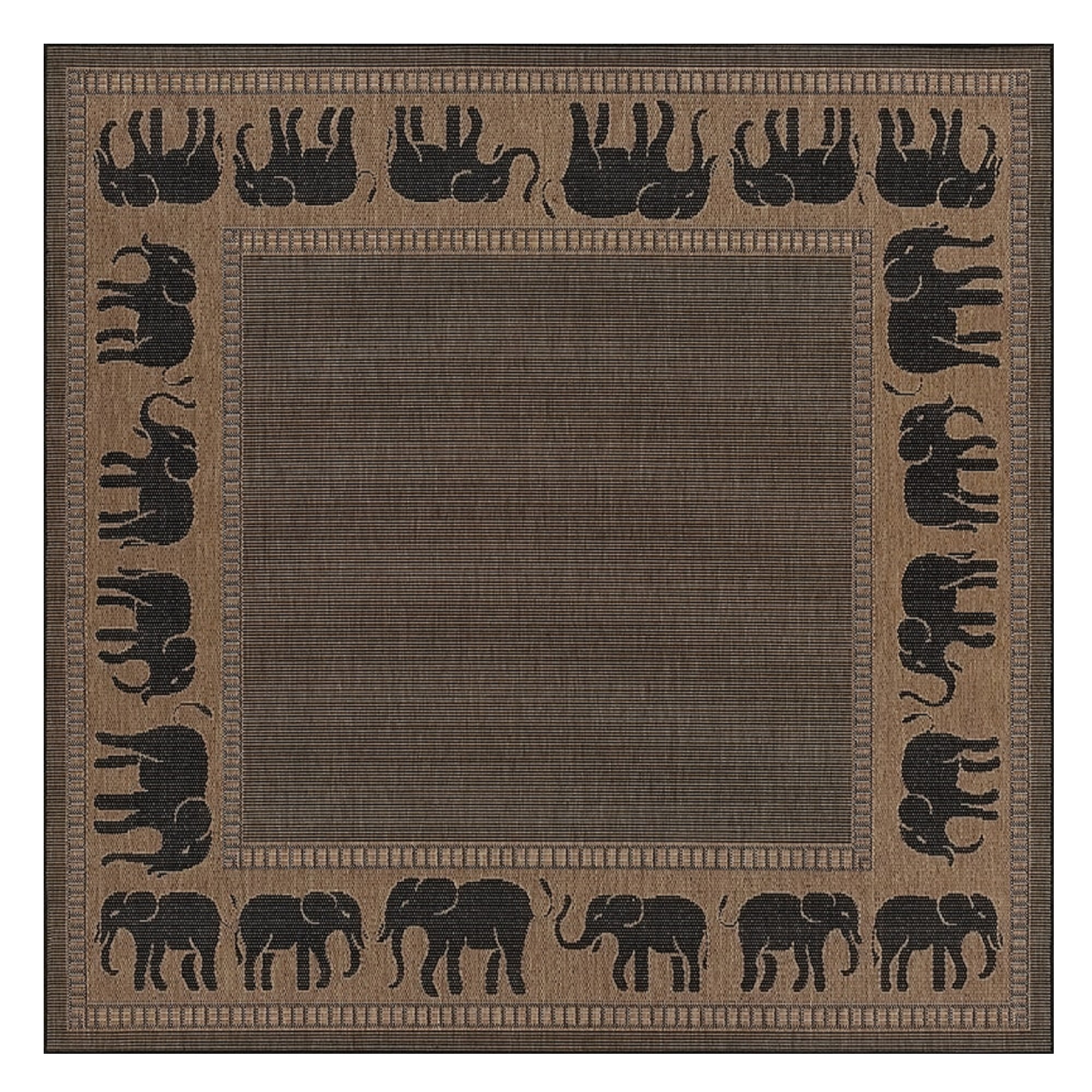Couristan Recife Elephant Area Rug, 8'6" Square, Cocoa-Black - Walmart.com