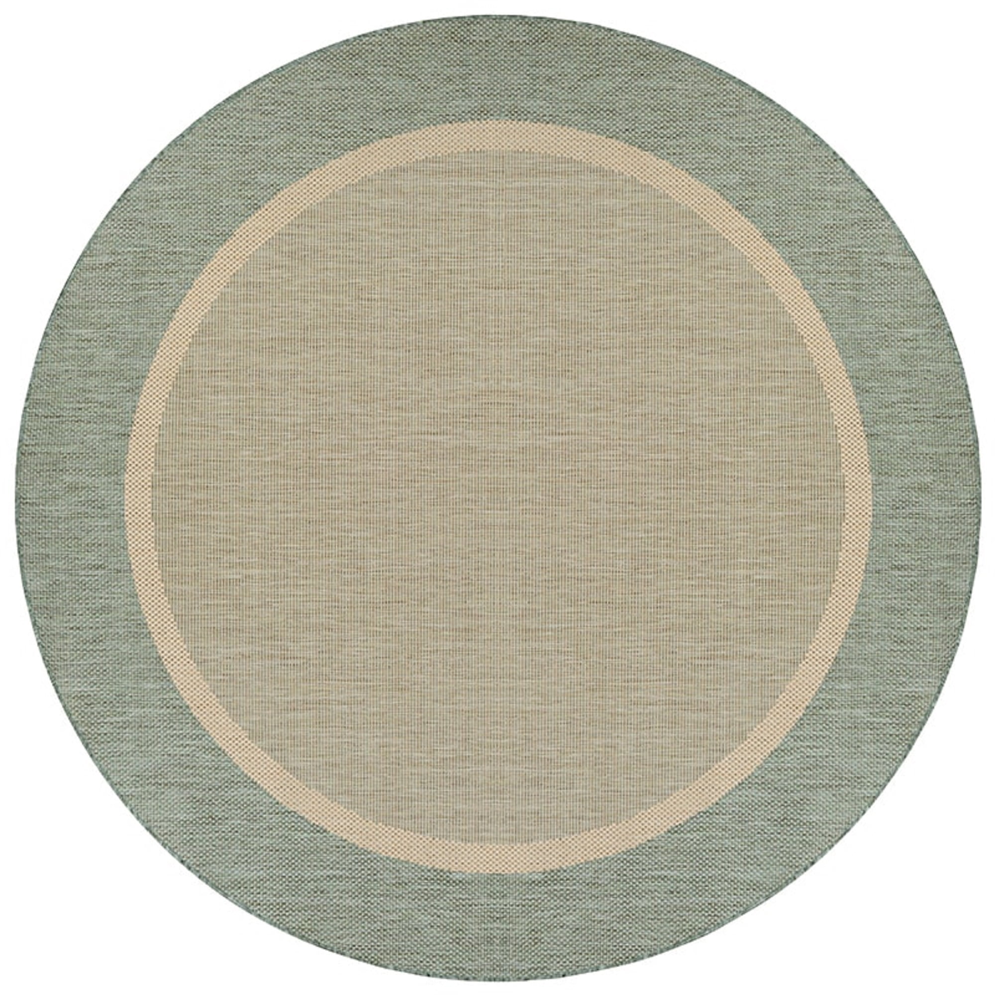 Couristan 8.5' Beige and Green Bordered Round Polypropylene Area Throw ...