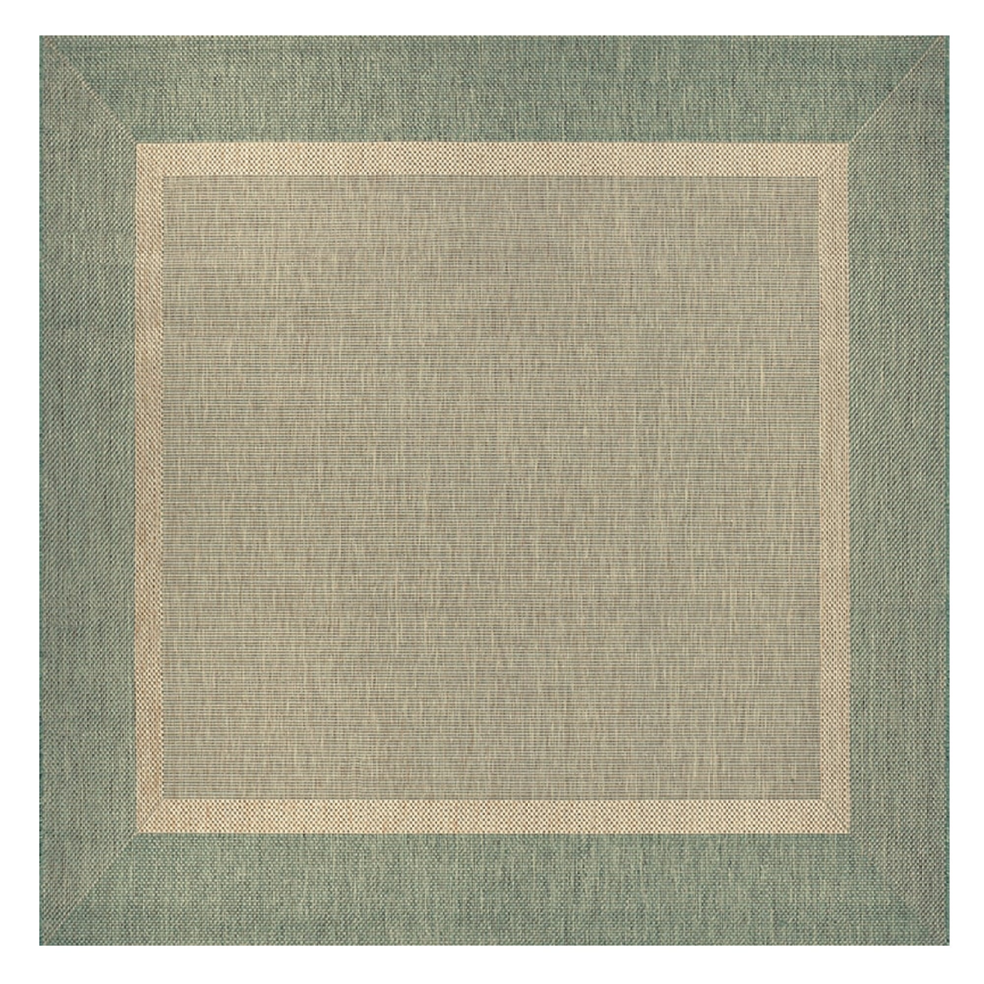 Couristan 8.5' Beige and Green Bordered Square Polypropylene Area Throw ...