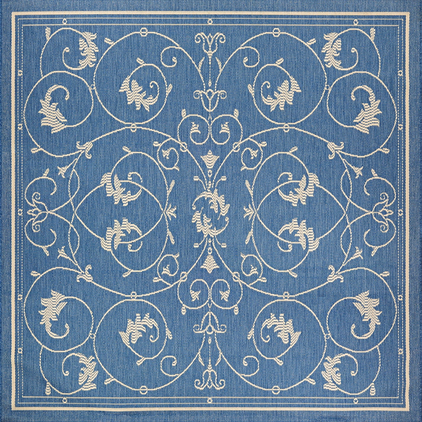 Couristan Recife Veranda 7'6" Square Ivory- Blue Outdoor Rug - Walmart.com