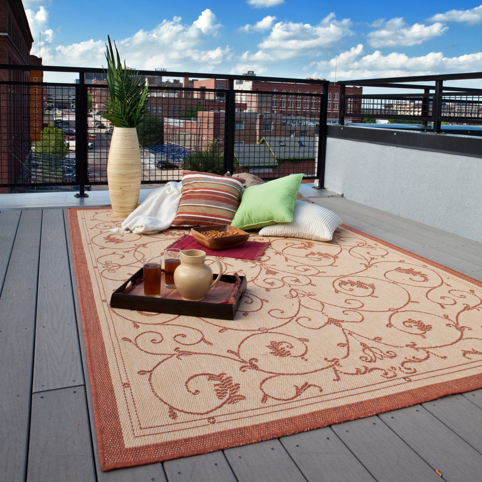 Couristan Recife Veranda Indoor/Outdoor Area Rug - Natural/Terra Cotta ...