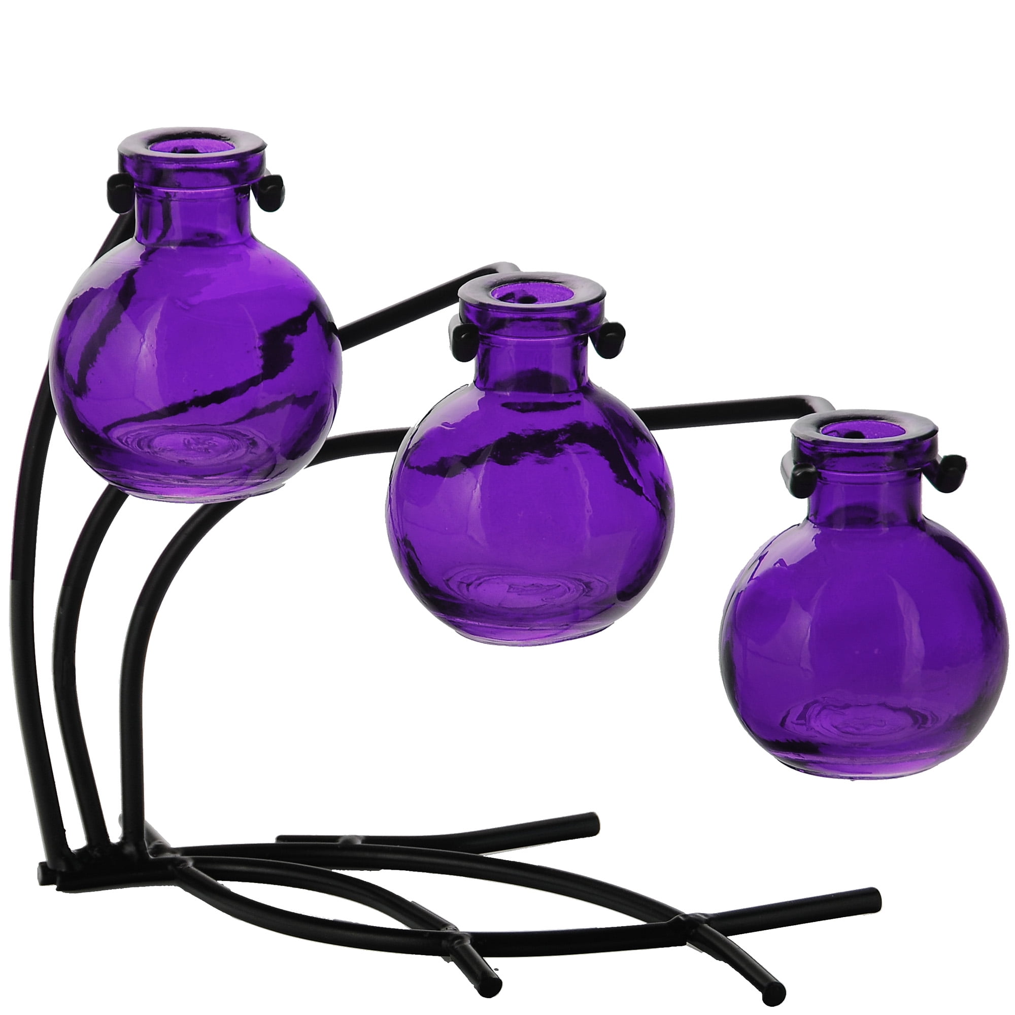 Couronne Co. Casablanca Three Recycled Glass Vases and Metal Stand ...