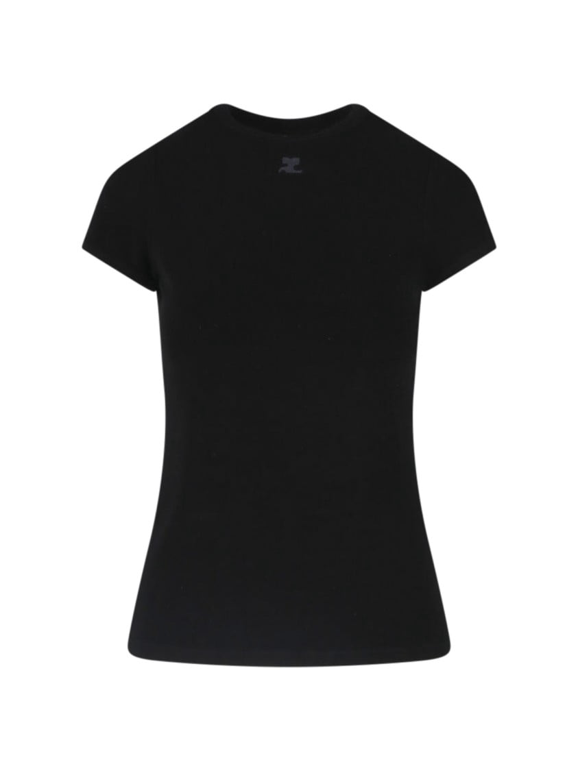 Courrèges Black Baby Spongy Embroidered Viscose T-Shirt (Women's ...