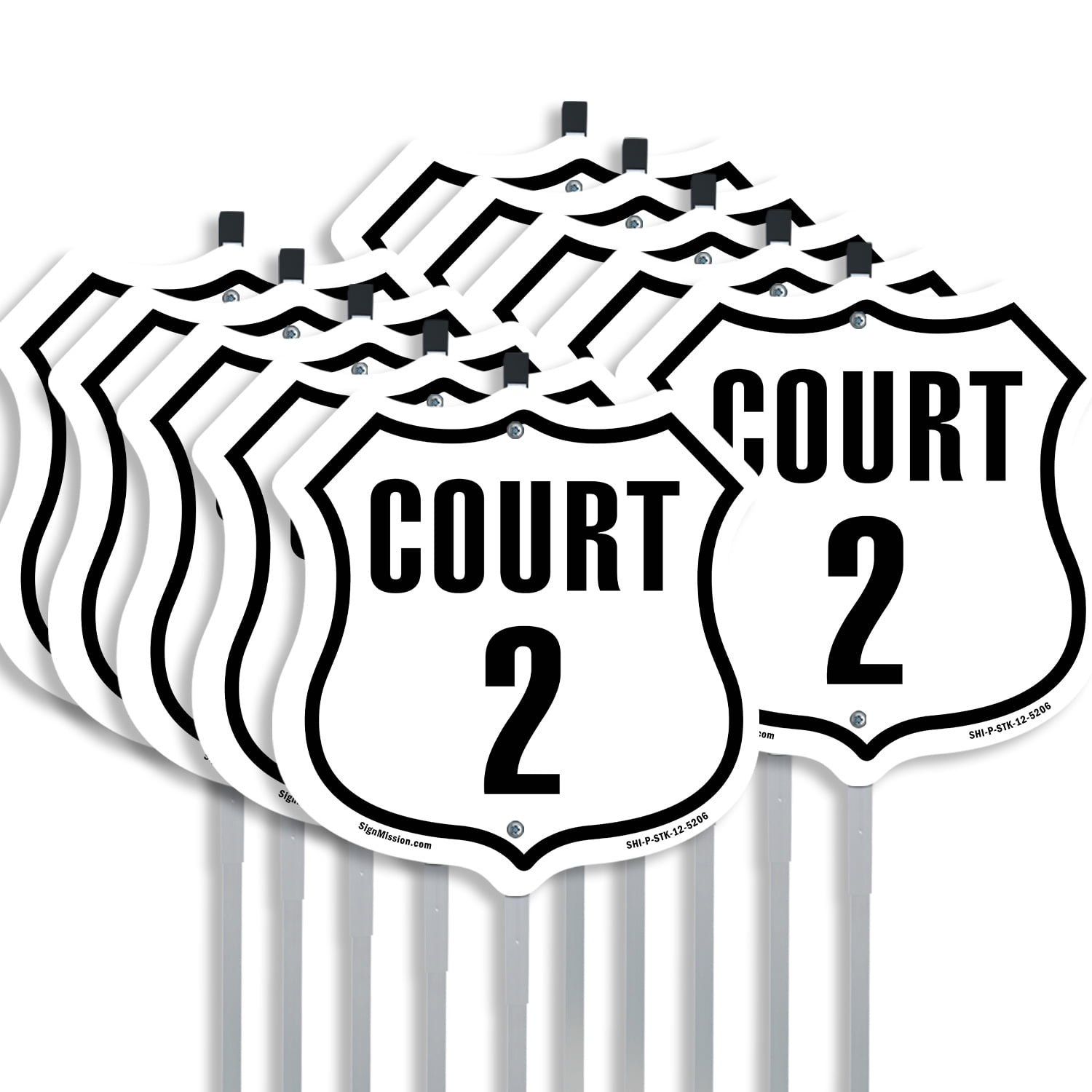 Court 2 (10 Pack) 12 inch X 12 inch Shield Shaped Rust-Free Aluminum ...