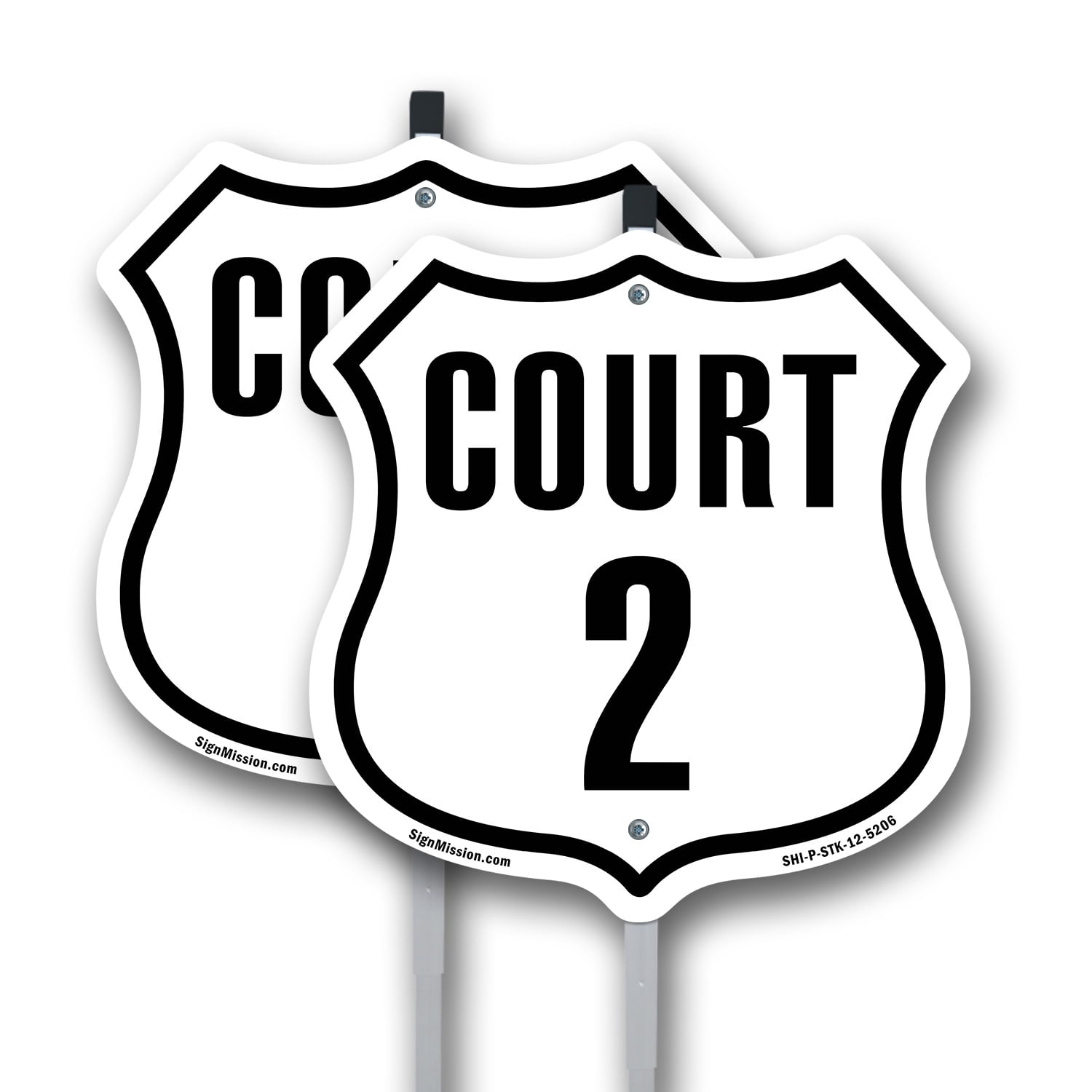 Court 2 (2 Pack) 12 inch X 12 inch Shield Shaped Rust-Free Aluminum ...