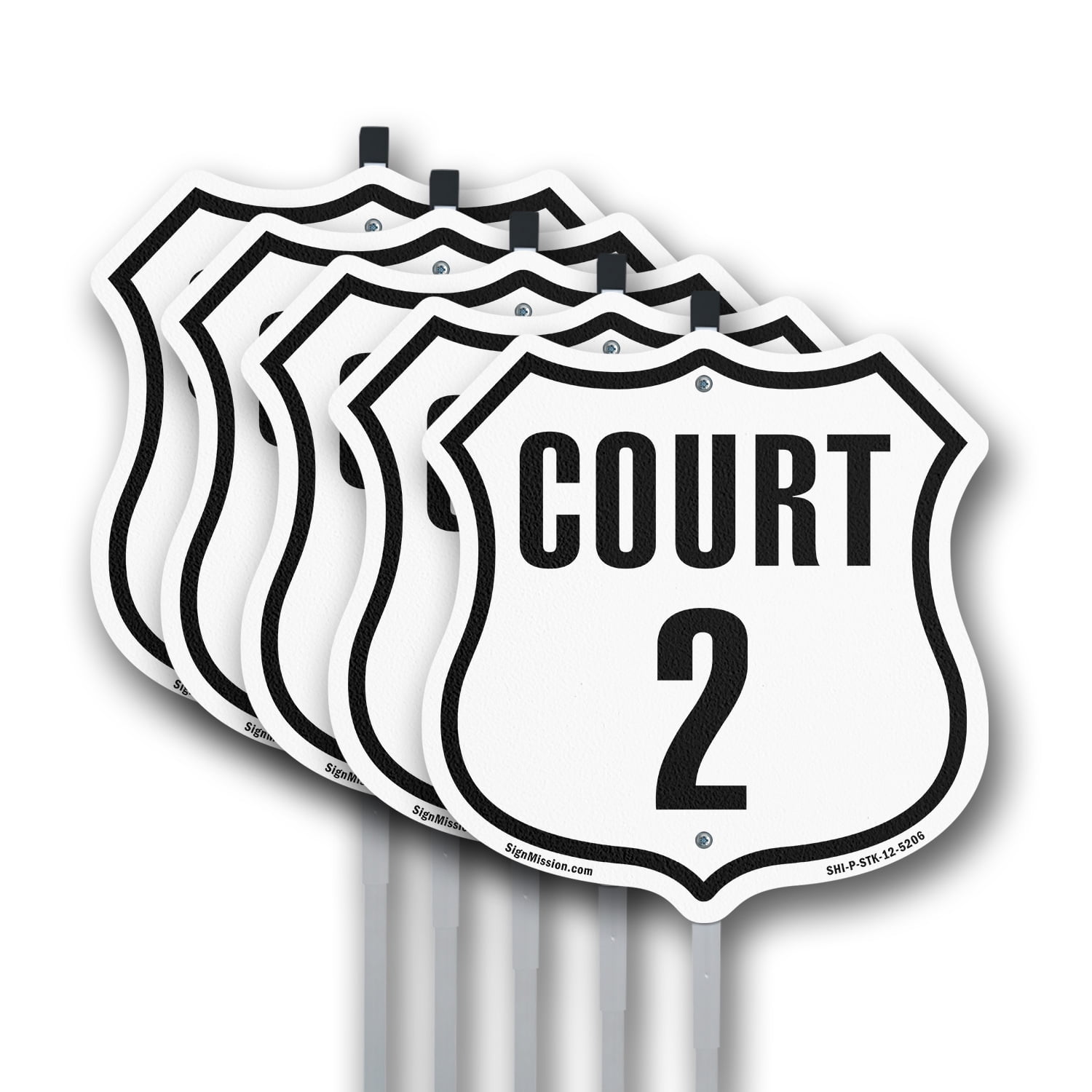 Court 2 (5 Pack) 12 inch X 12 inch Shield Shaped Rust-Free Aluminum ...