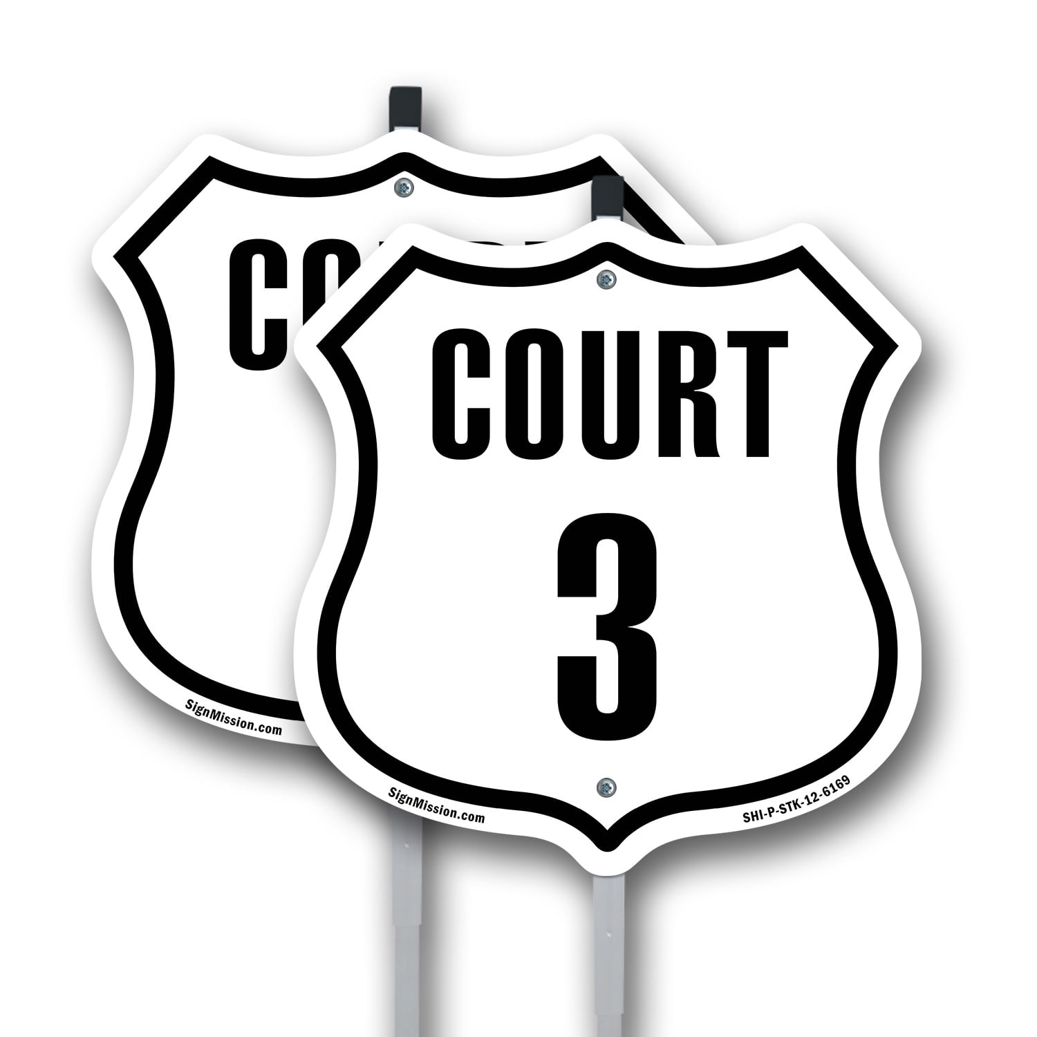 Court 3 (2 Pack) 12 inch X 12 inch Shield Shaped Commercial Grade ...