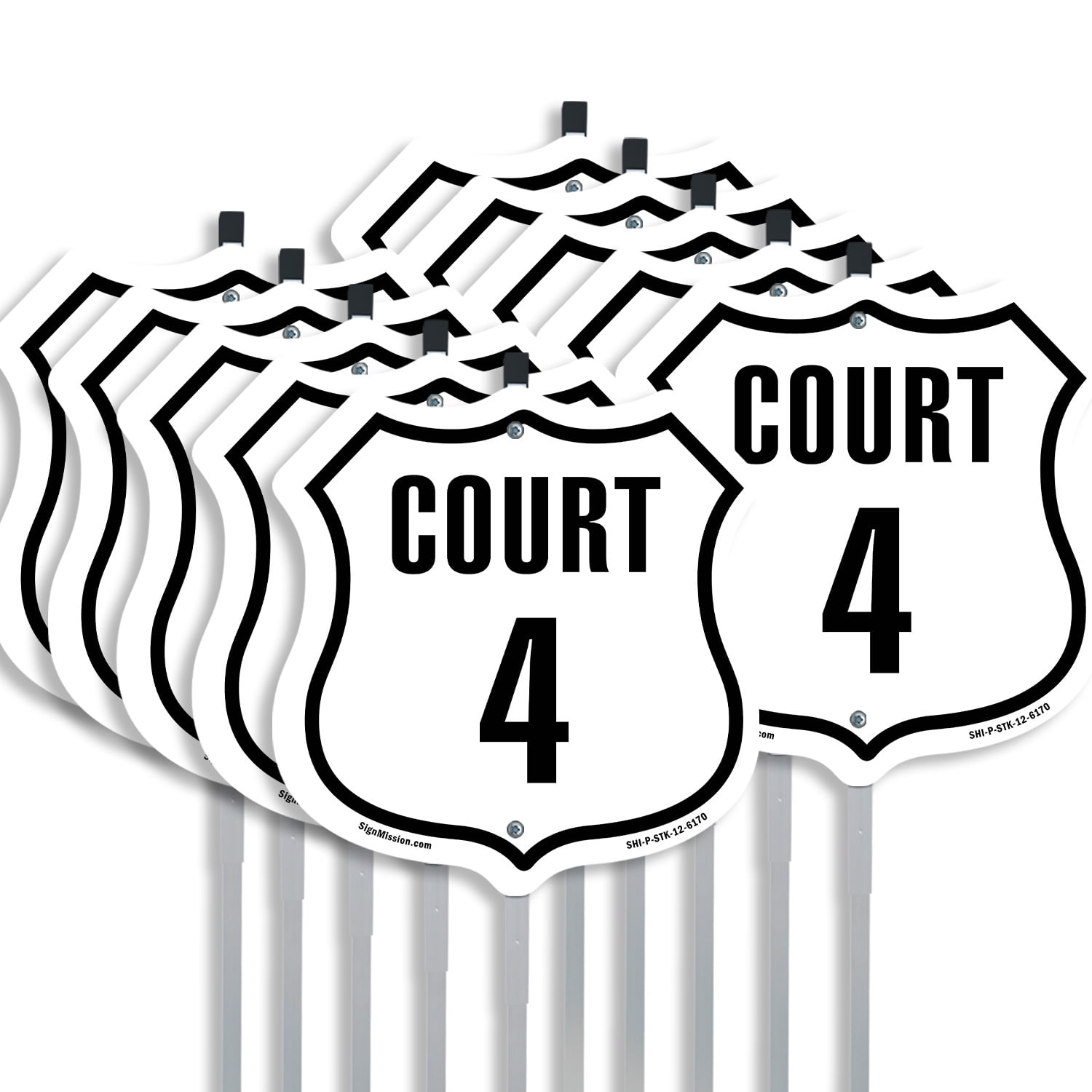 Court 4 (10 Pack) 12 inch X 12 inch Shield Shaped Rust-Free Aluminum ...