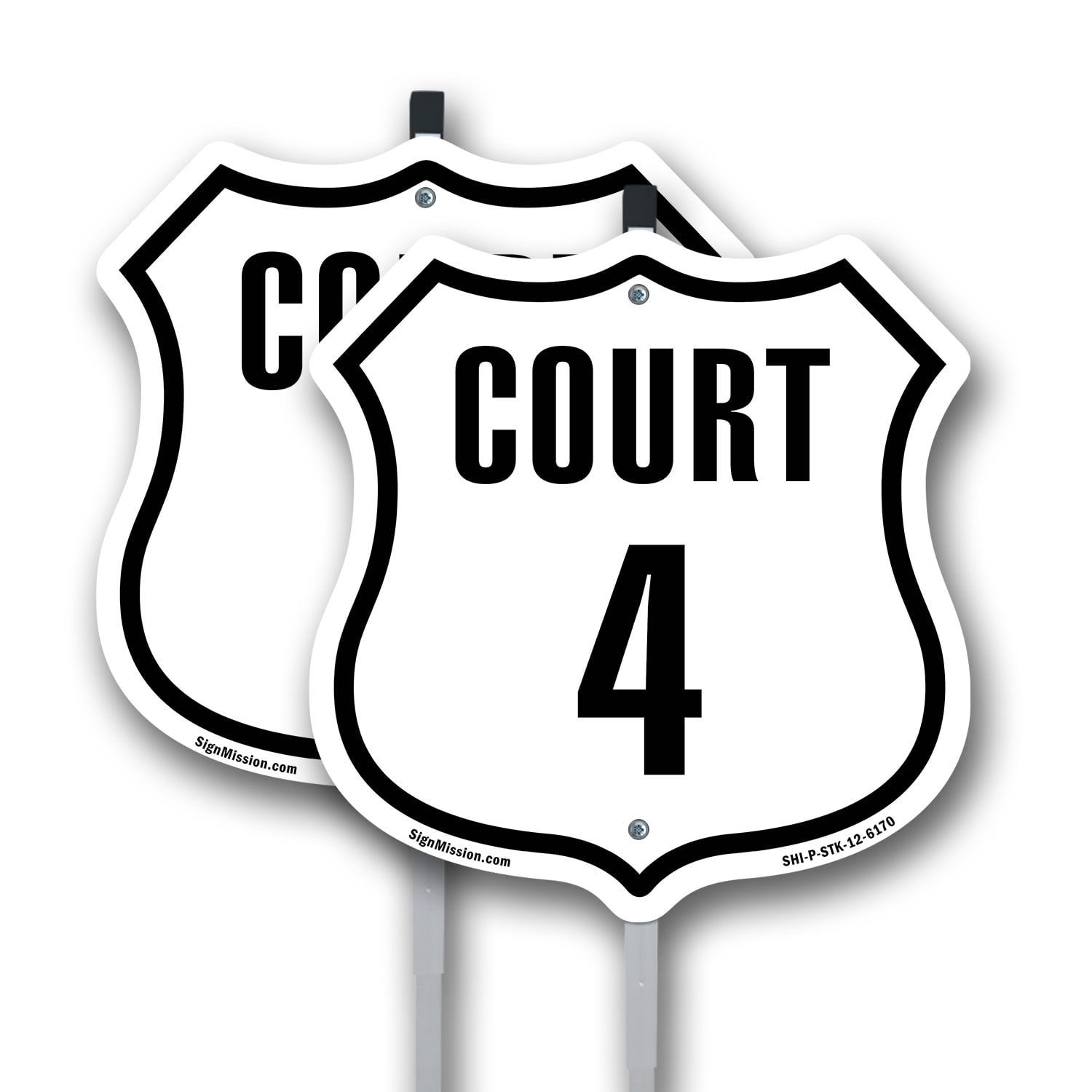 Court 4 (2 Pack) 12 inch X 12 inch Shield Shaped Rust-Free Aluminum ...