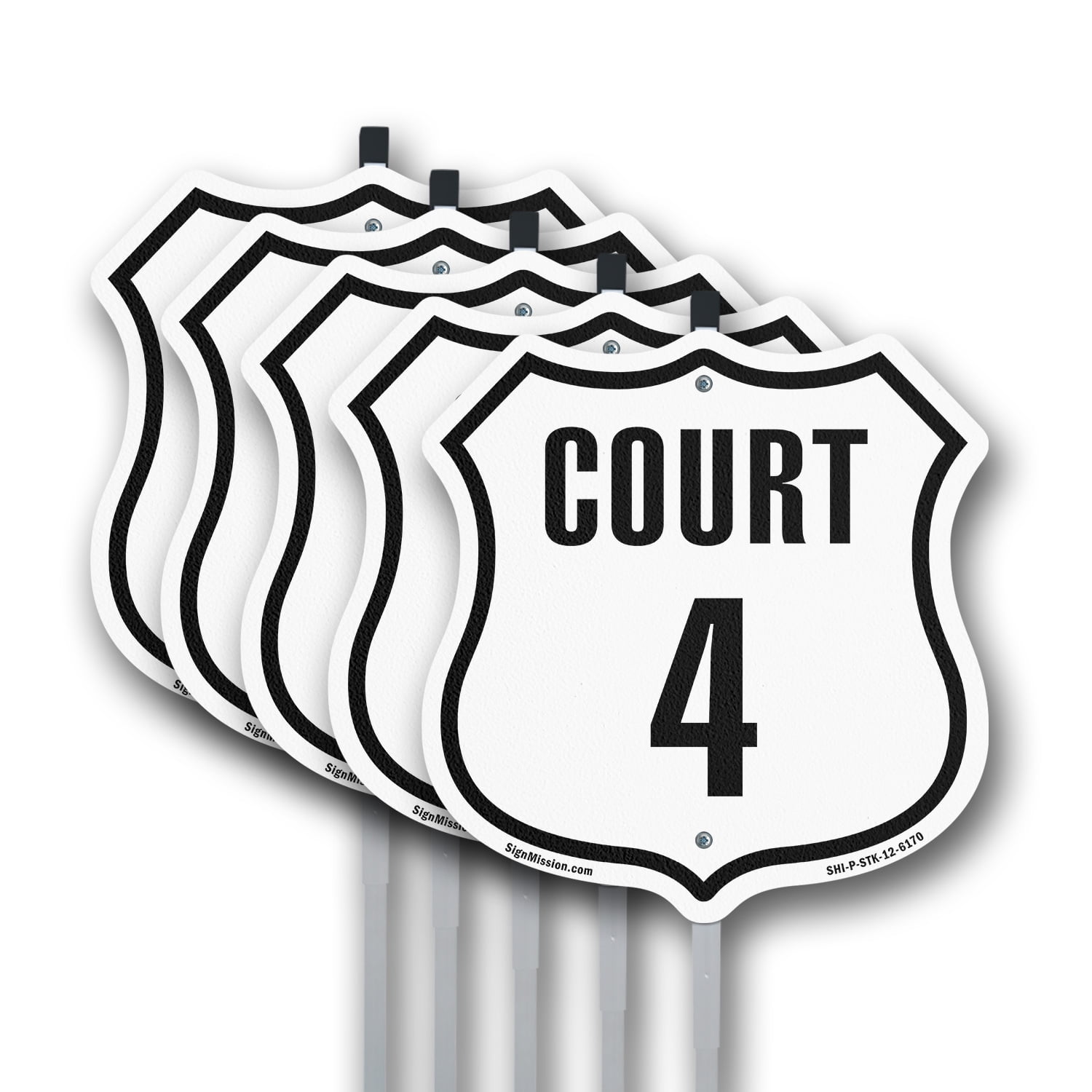 Court 4 (5 Pack) 12 inch X 12 inch Shield Shaped Rust-Free Aluminum ...